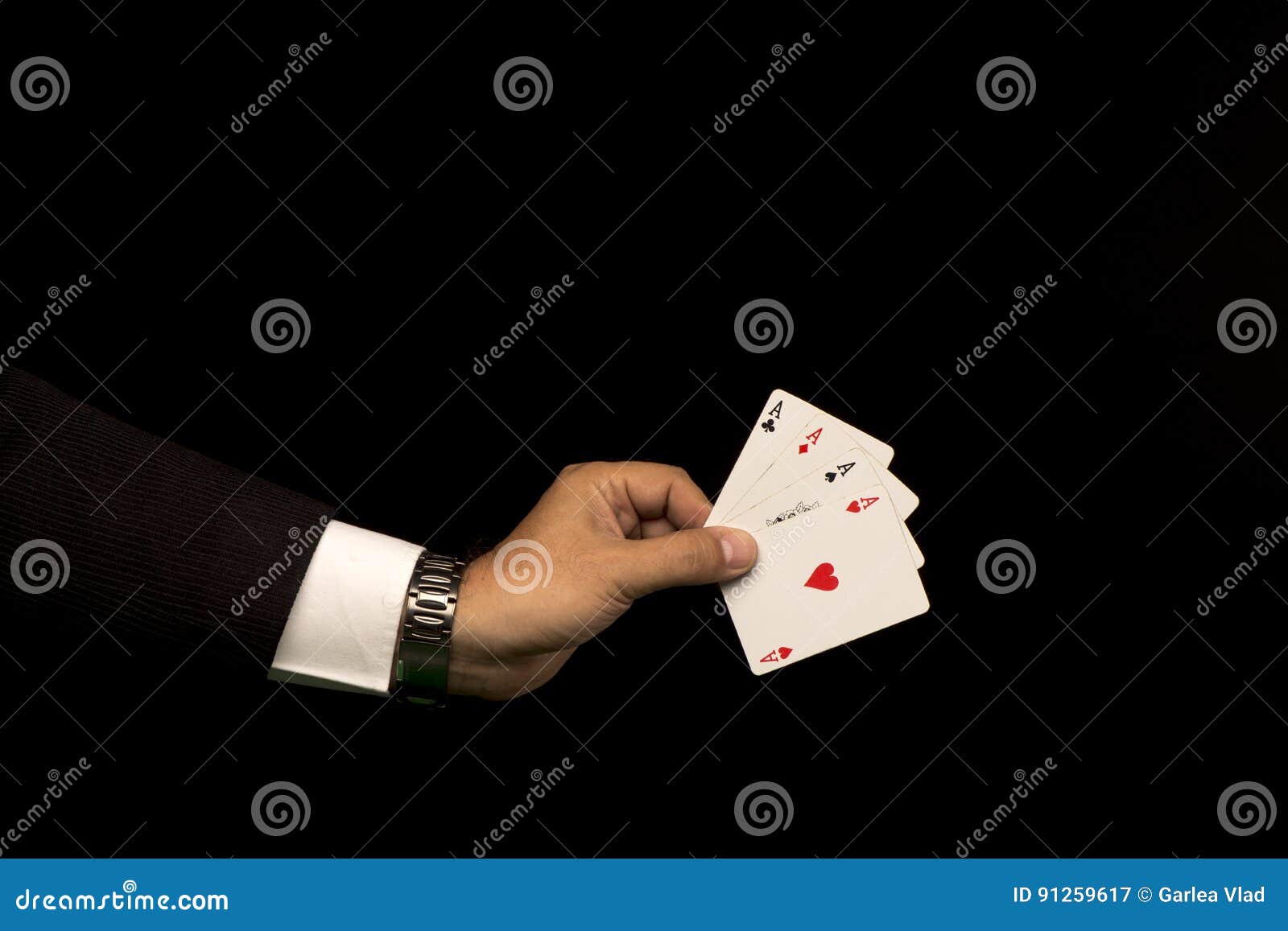 Hand with four aces stock image. Image of club, royal - 91259617