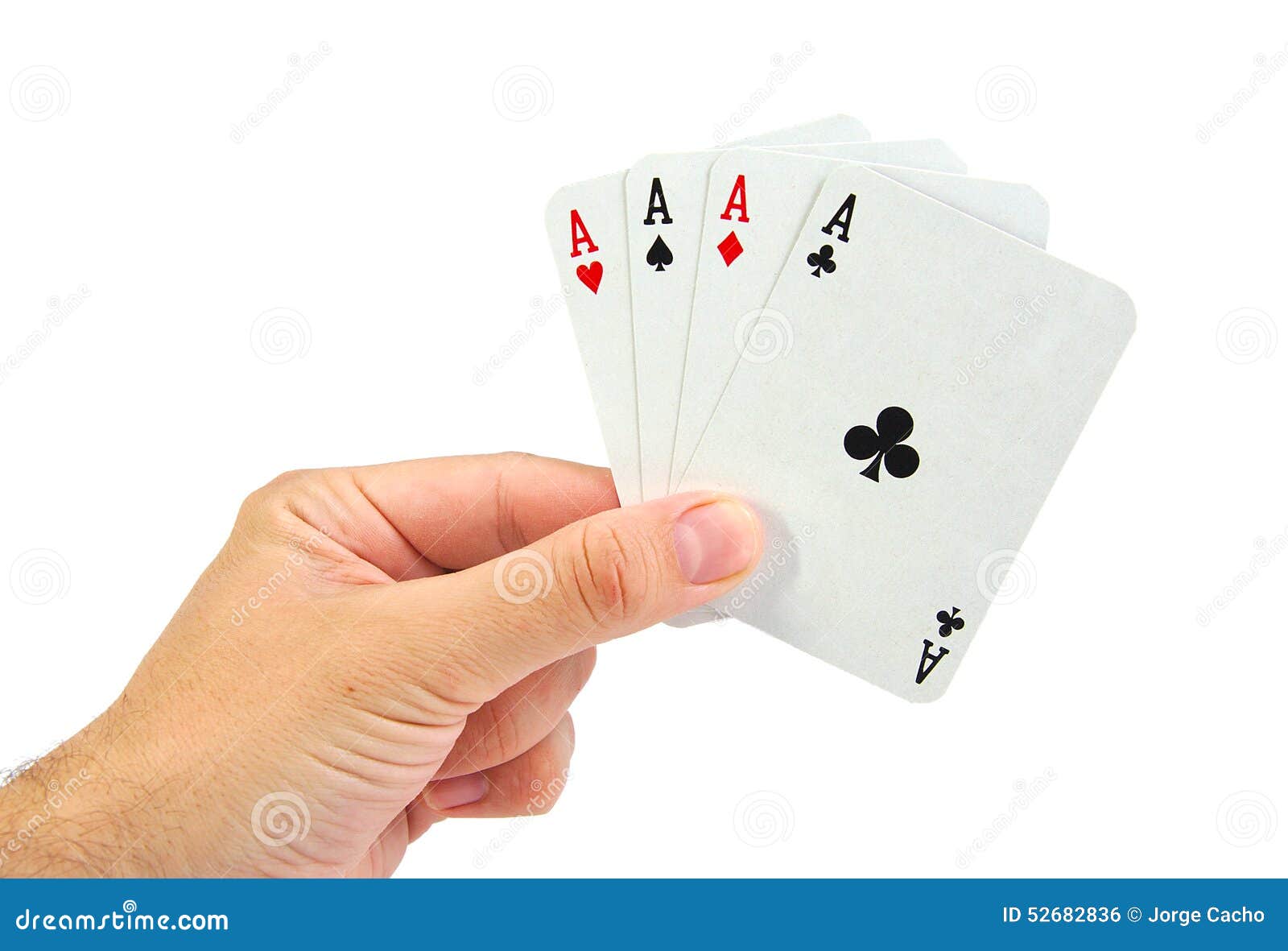 Hand with Four Aces Isolated on a White Background Stock Photo - Image ...