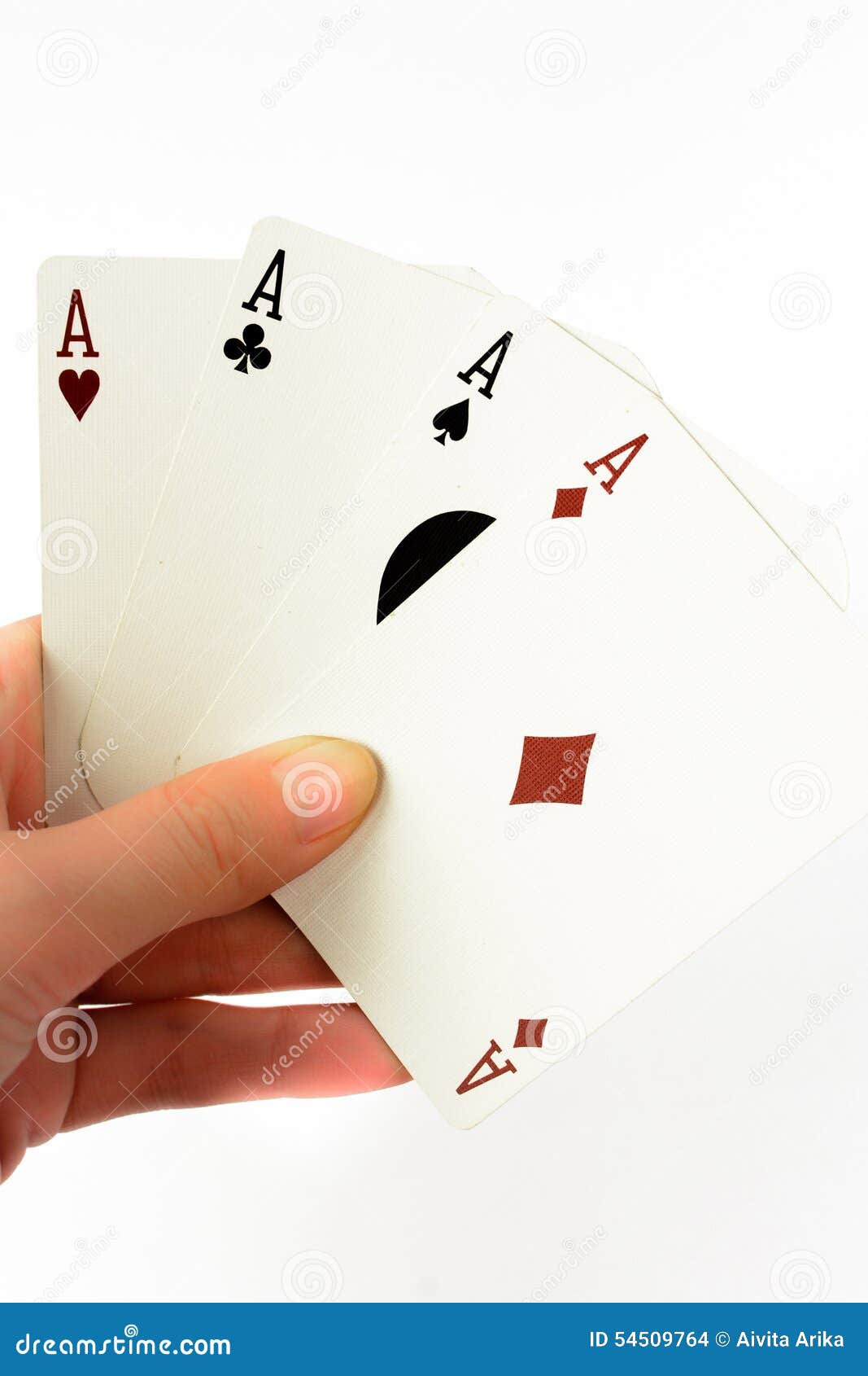 Hand with Four Aces. Playing Cards. Stock Photo - Image of jack, gamers ...