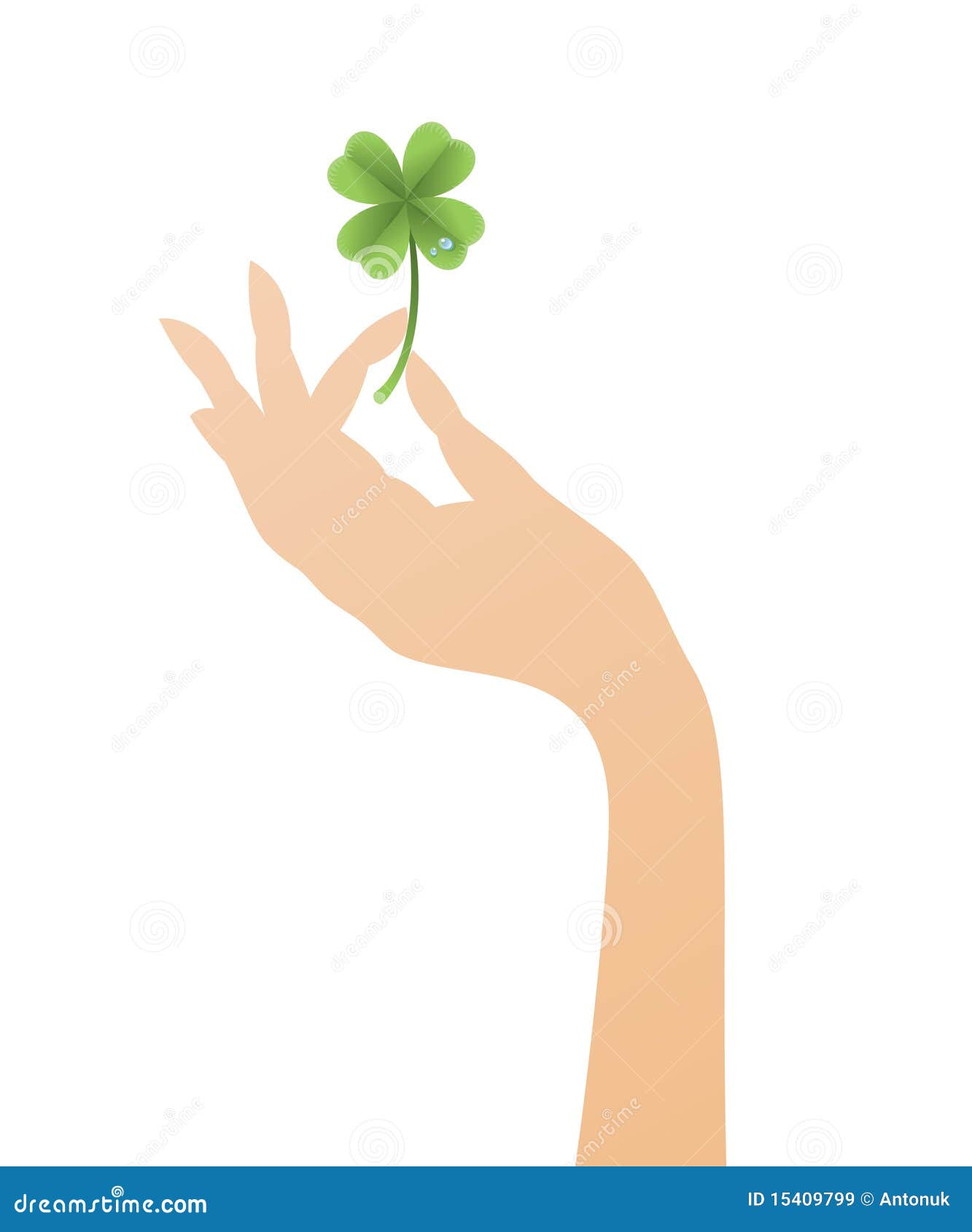 Hand with a Four Leaf Clover Stock Vector - Illustration of painting ...