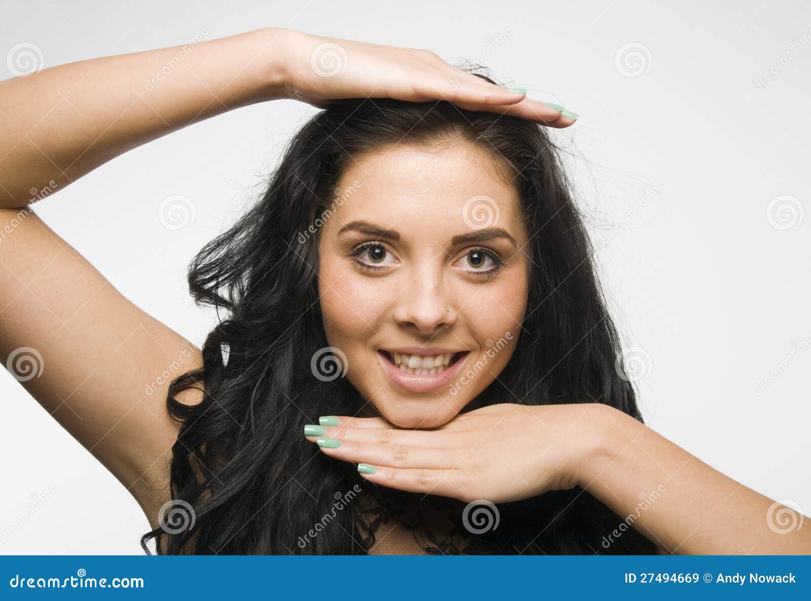 Hand frame for head stock image. Image of palm, head - 27494669