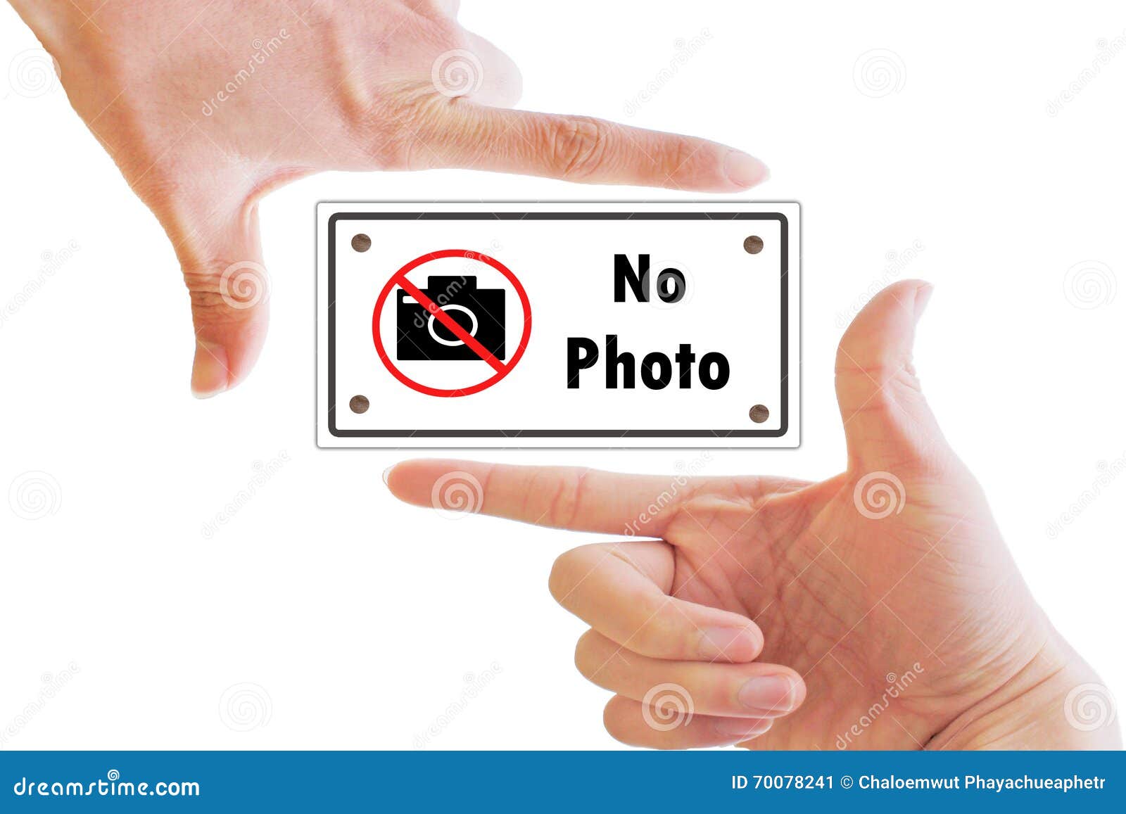 Hand Frame and No Photo Sign Stock Illustration - Illustration of ...