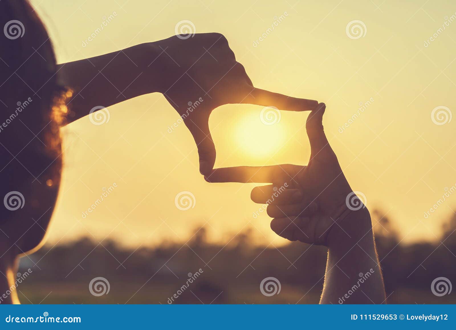 Hand framing view distant stock image. Image of making - 111529653