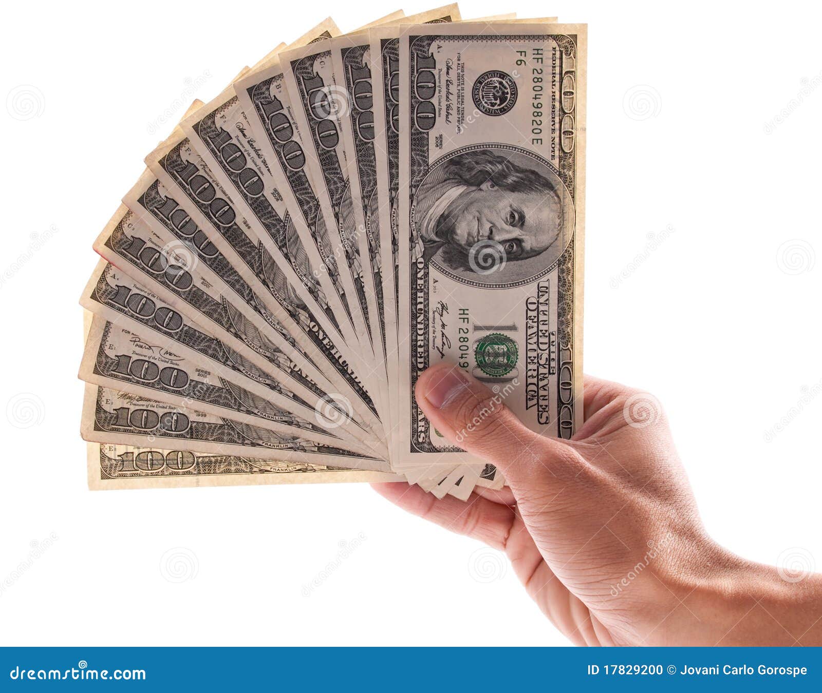 Hand Full of Bills stock photo. Image of income, currency - 17829200
