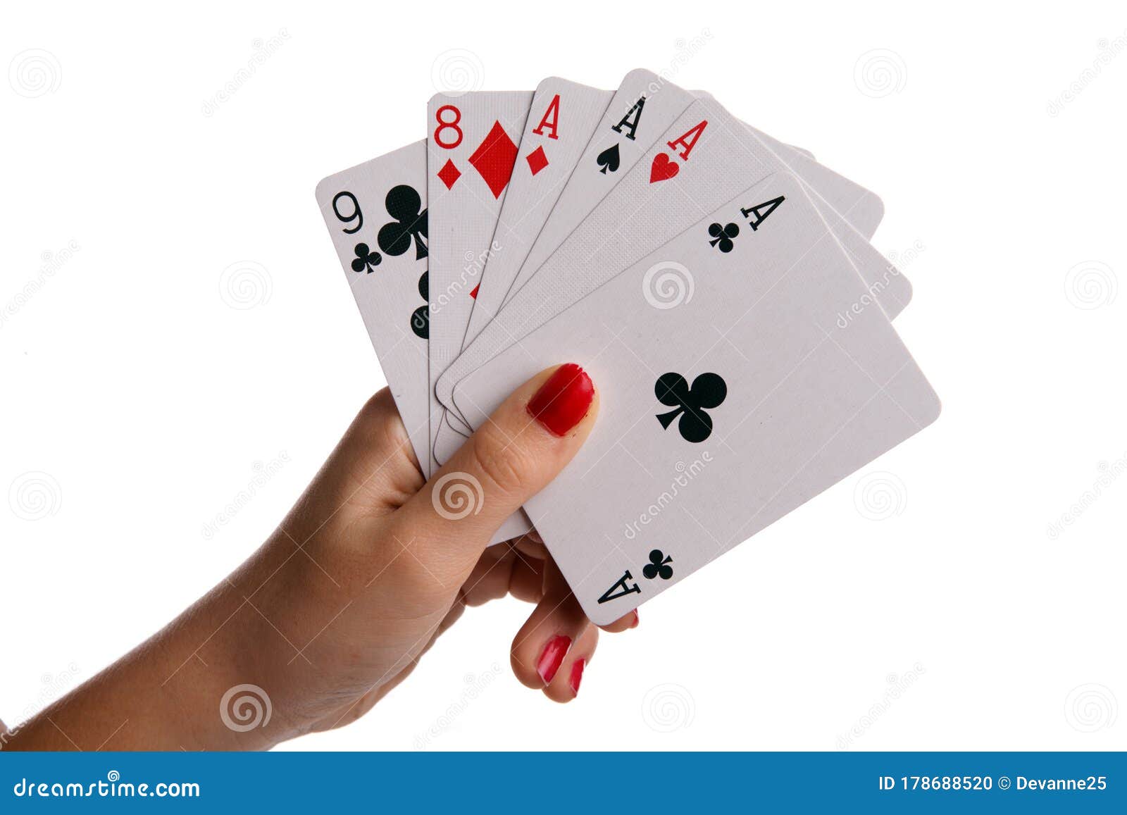 Hand with Game Card on White Background Stock Photo - Image of diamond ...