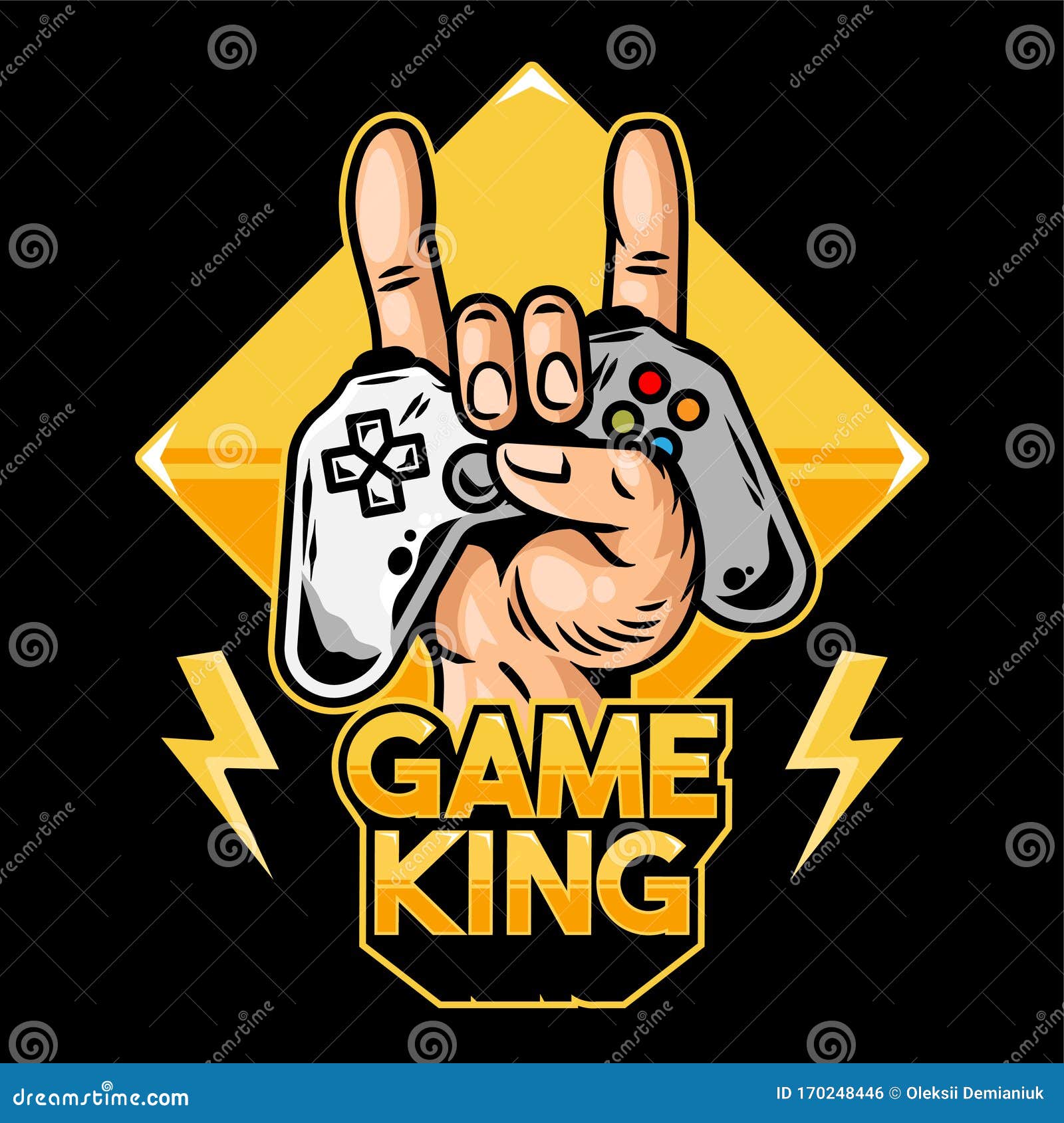 King Gamer Crown And Console Symbol Gaming Vector Play Games Logo ...