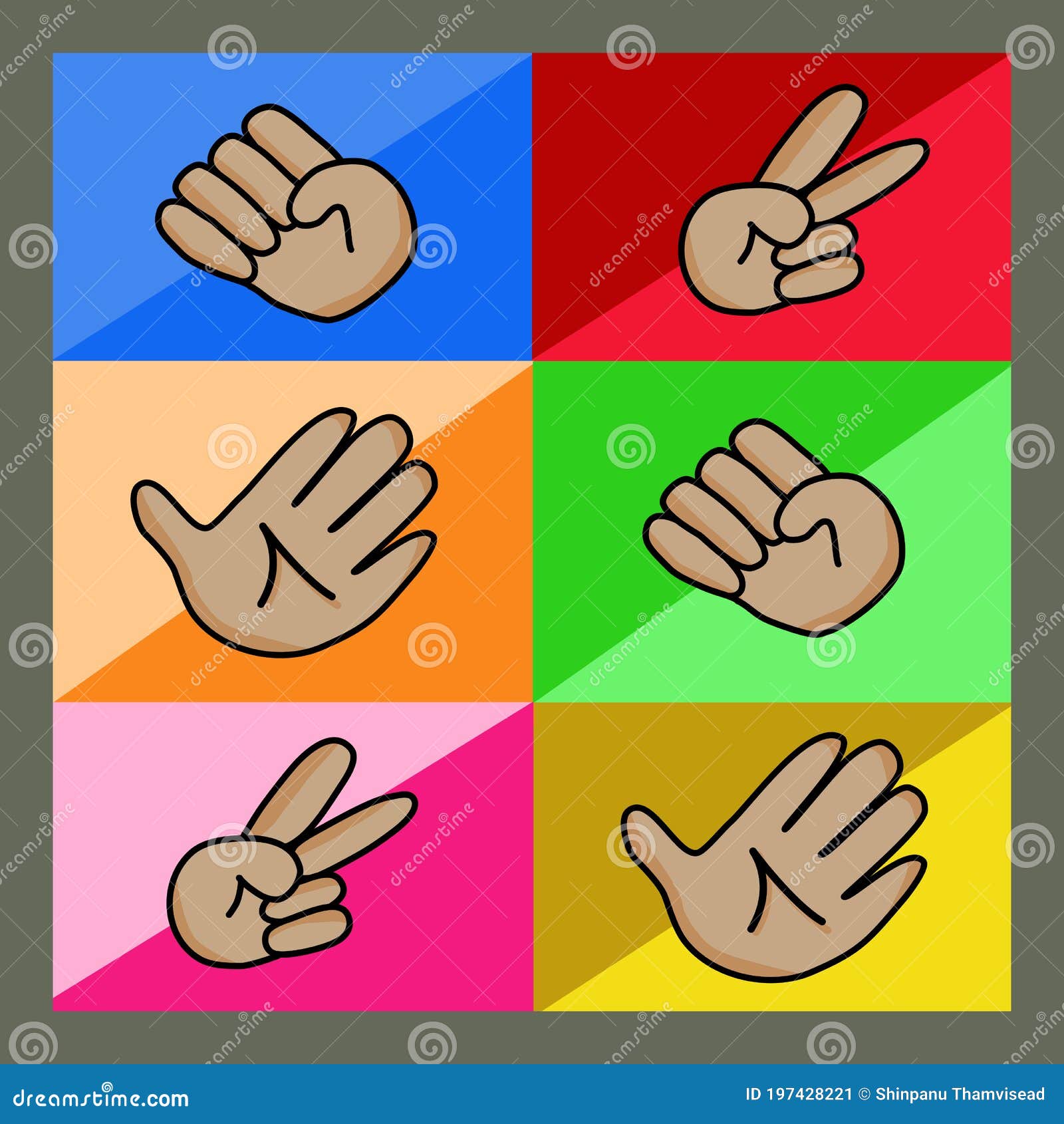 Hand Game. Rock, Scissors, Paper. Rules. Gestures Stock Vector ...