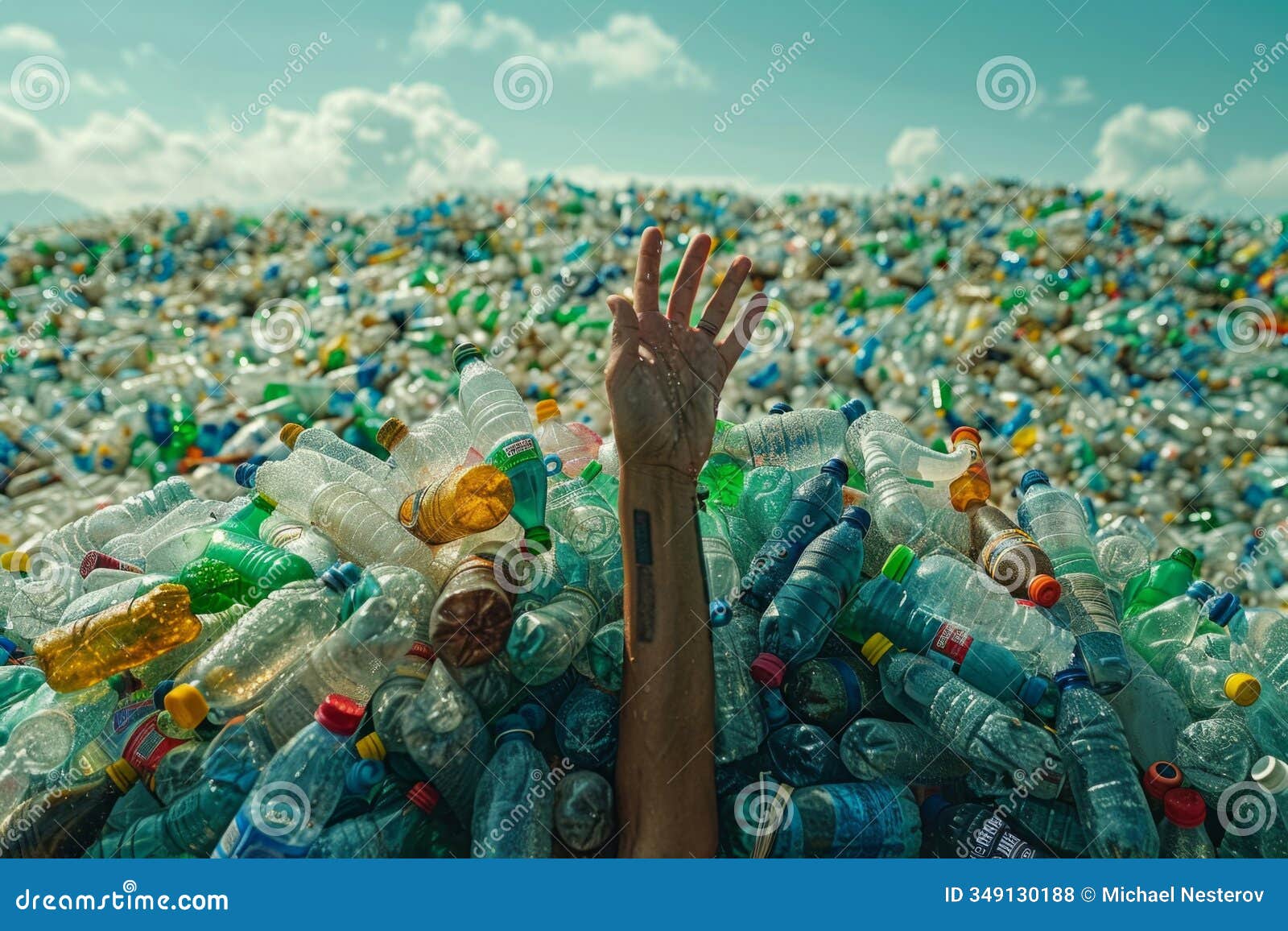 Hand in Garbage, Environmental Pollution and Recycling Stock Photo ...