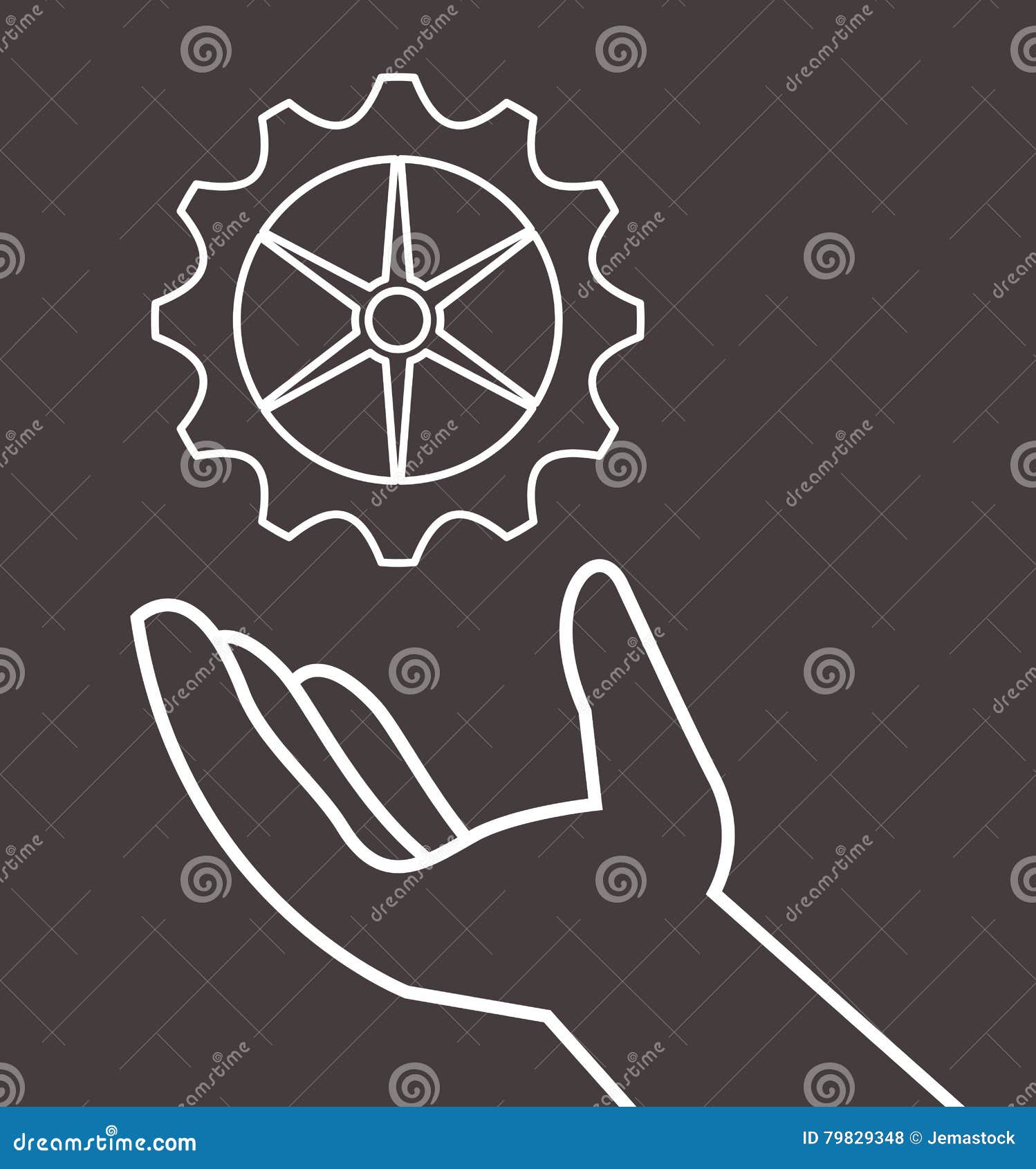 Hand and gear icons image stock illustration. Illustration of progress ...