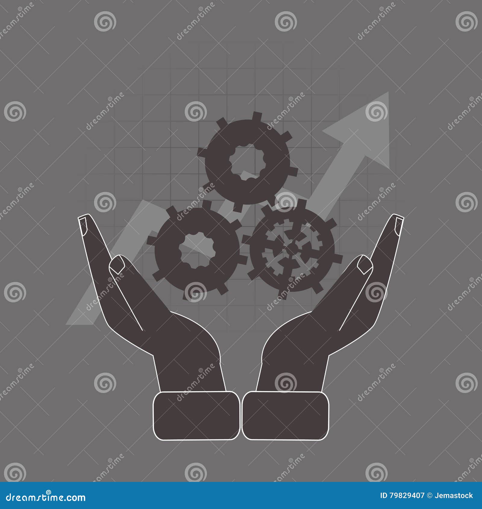 Hand and gear icons image stock illustration. Illustration of engine ...