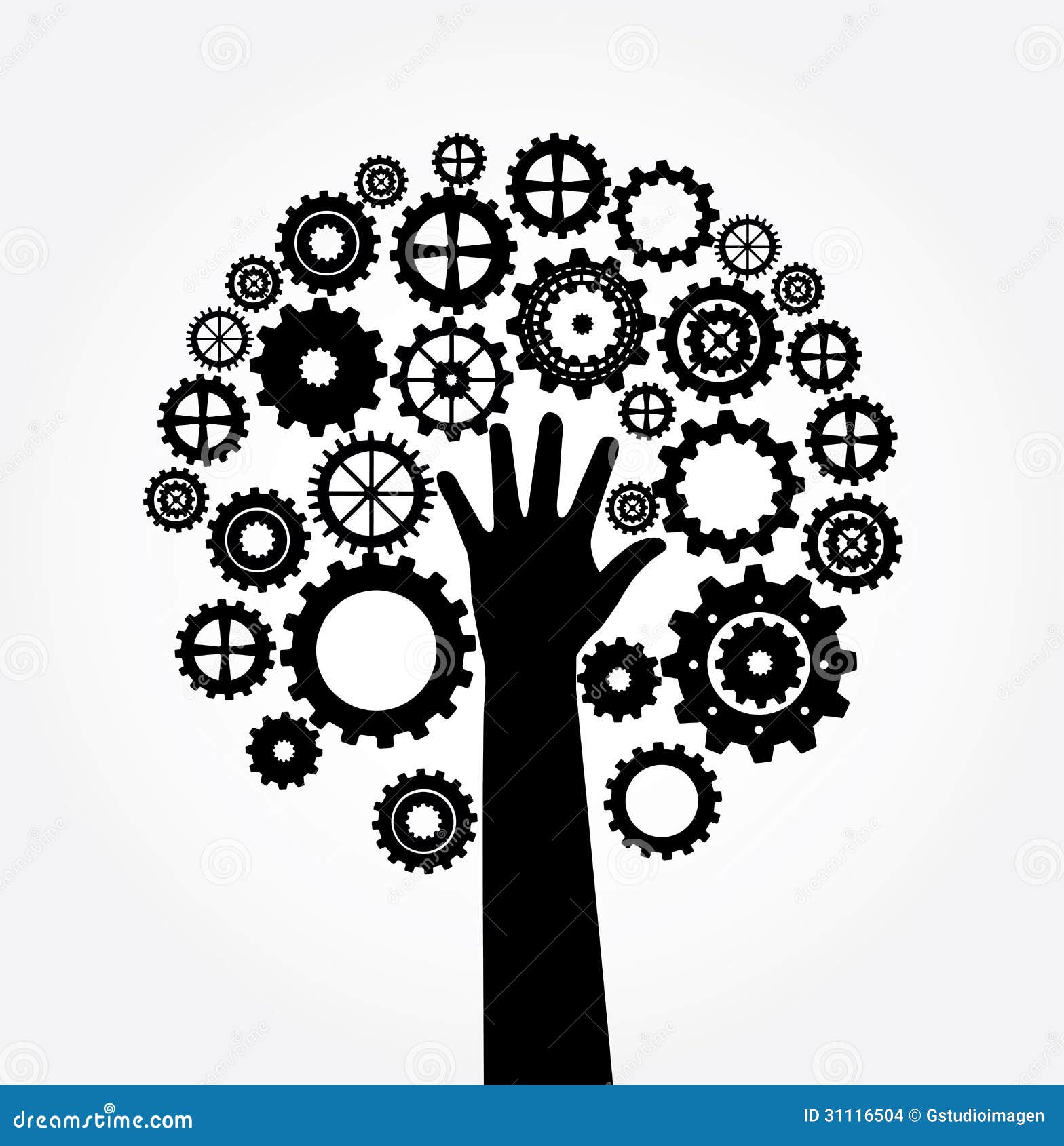 Hand and Gear stock vector. Illustration of steel, black - 31116504