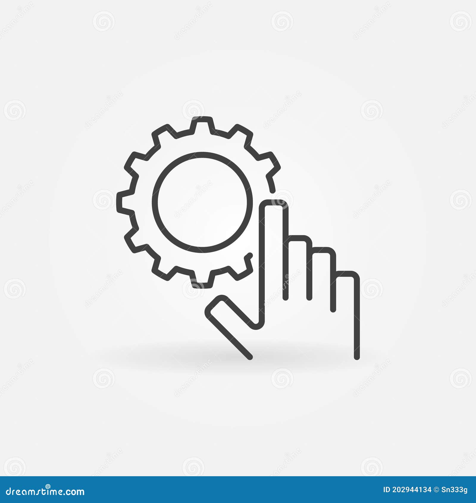 Hand with Gear Vector Thin Line Concept Icon Stock Vector ...