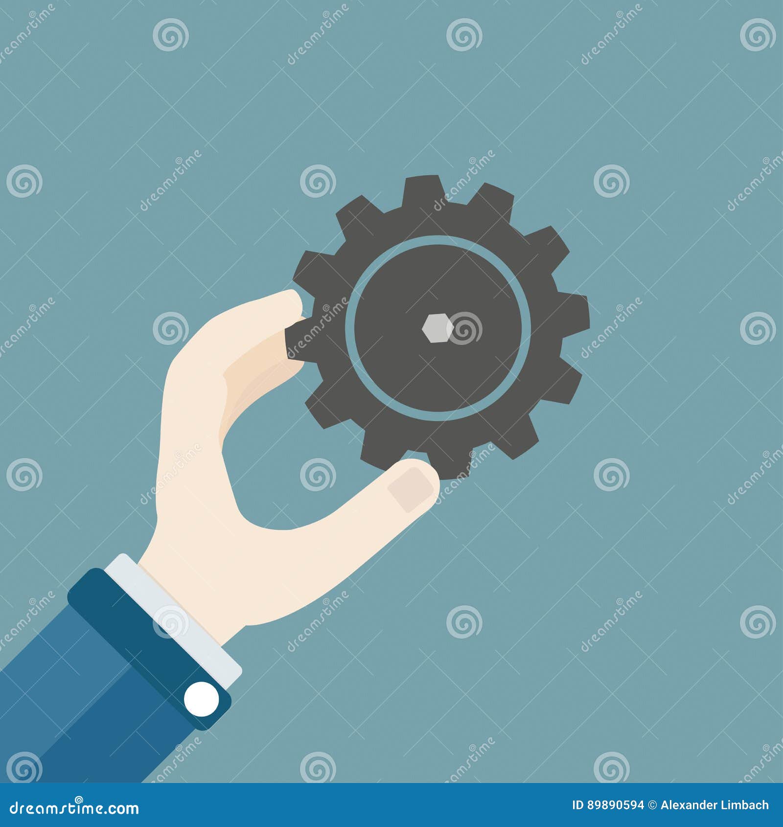 Hand Gear Wheel stock vector. Illustration of hand, wheel - 89890594