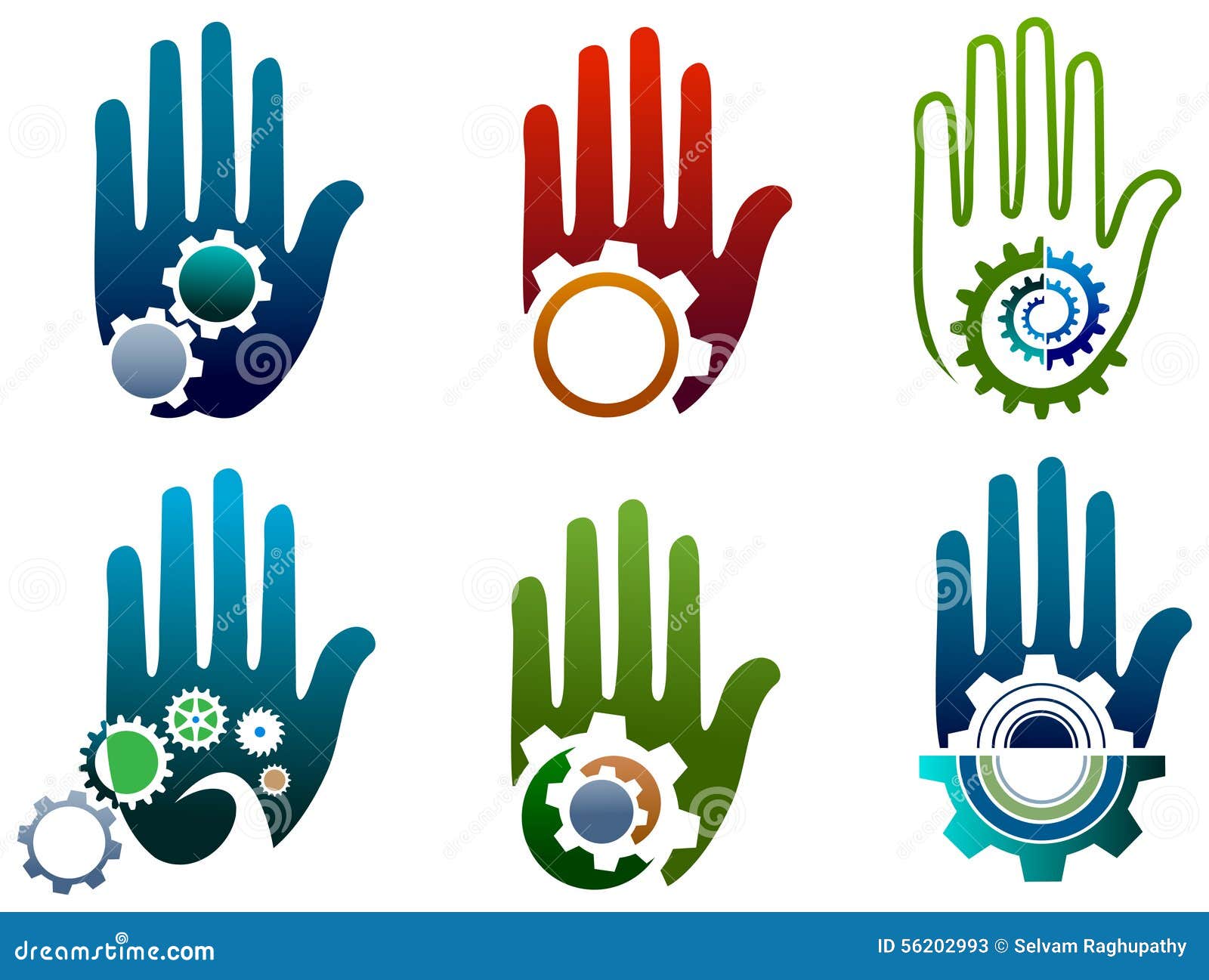 Hand and gear wheels stock vector. Illustration of business - 56202993