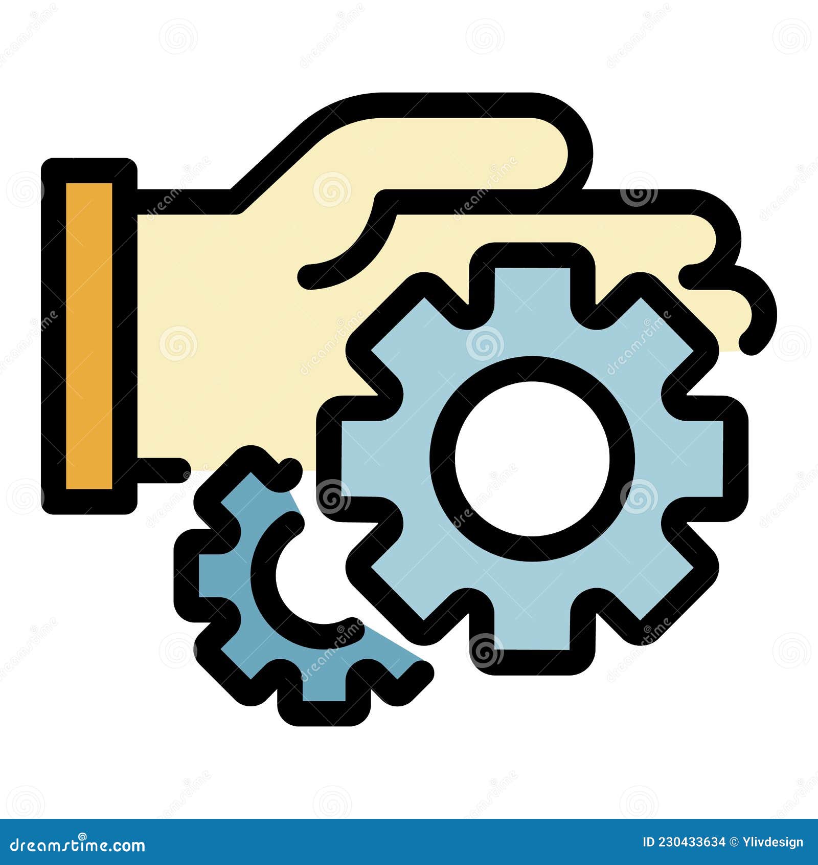 Hand and Gears Icon Color Outline Vector Stock Vector - Illustration of ...