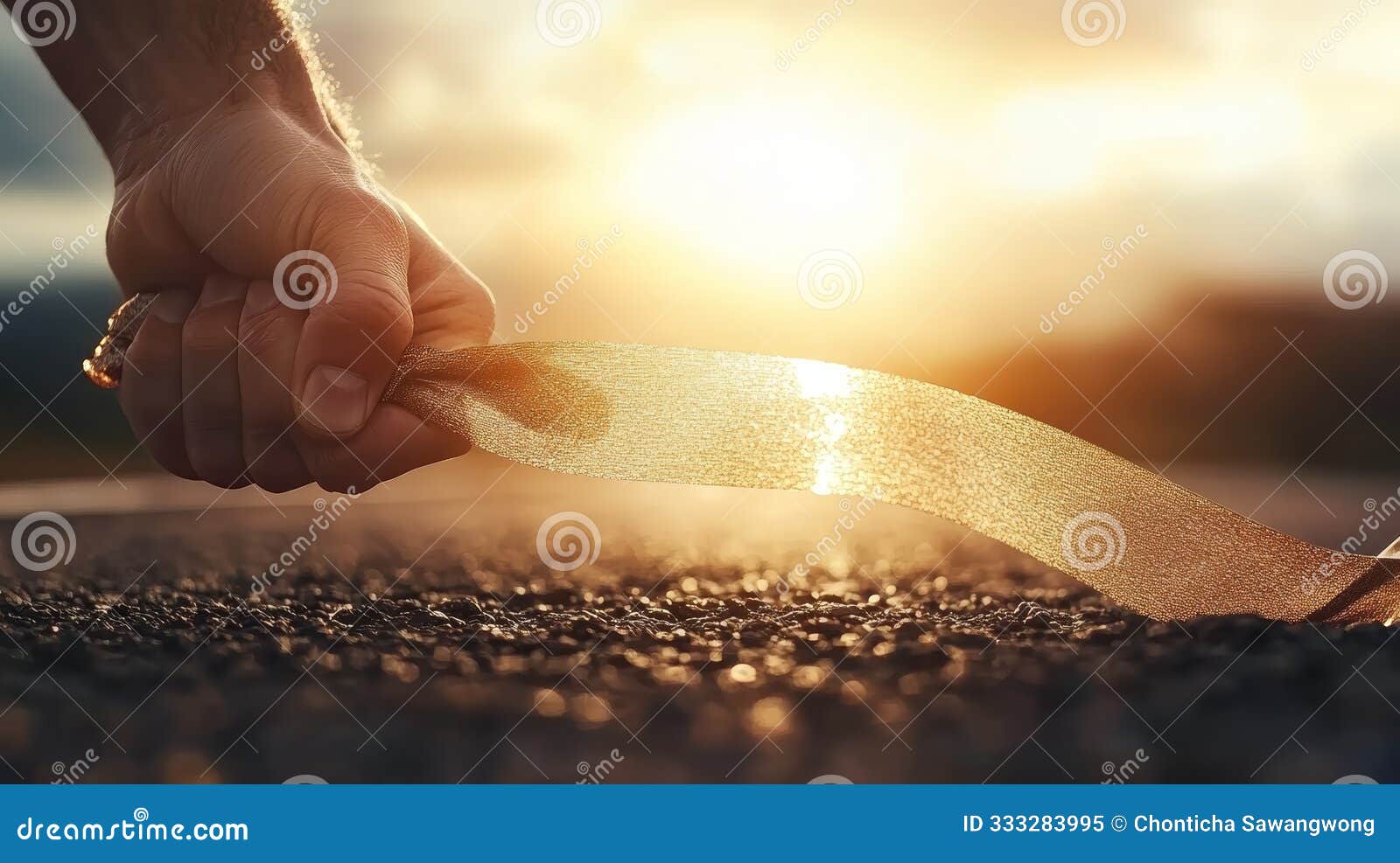 A Hand Gently Pulling Back a Strip of Material from the Surface ...