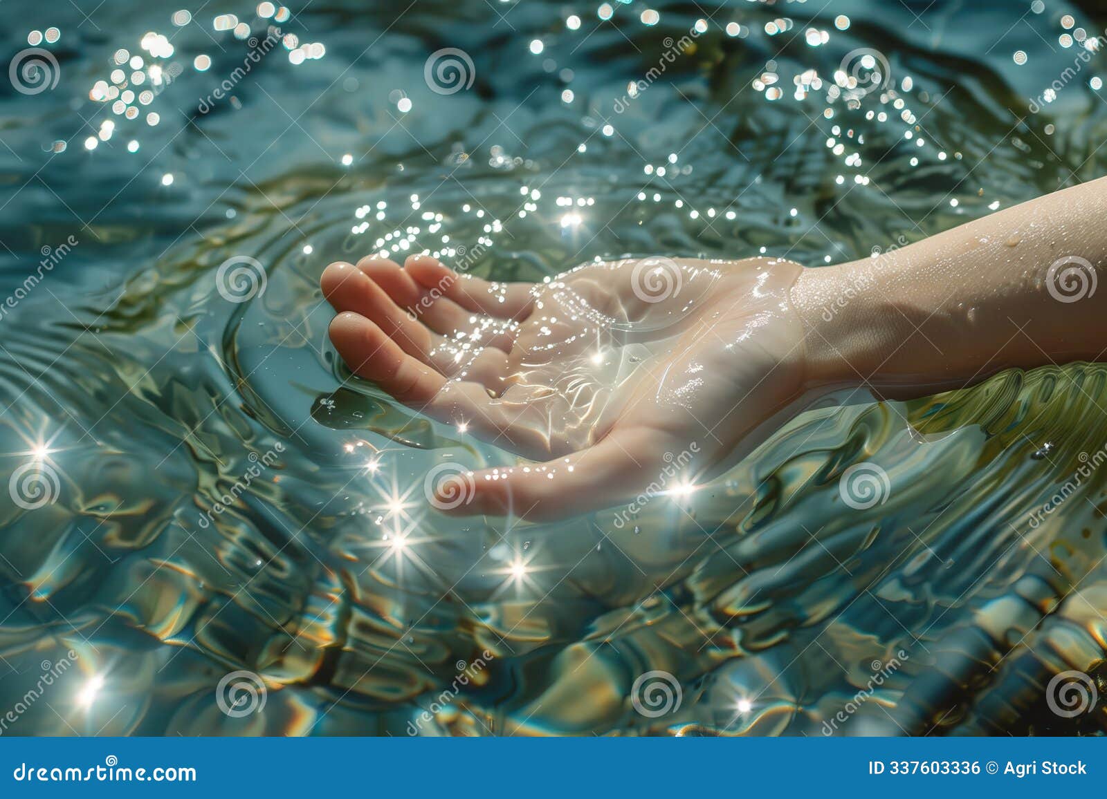 Hand Gently Touching the Surface of Rippling Water, Creating a Sense of ...