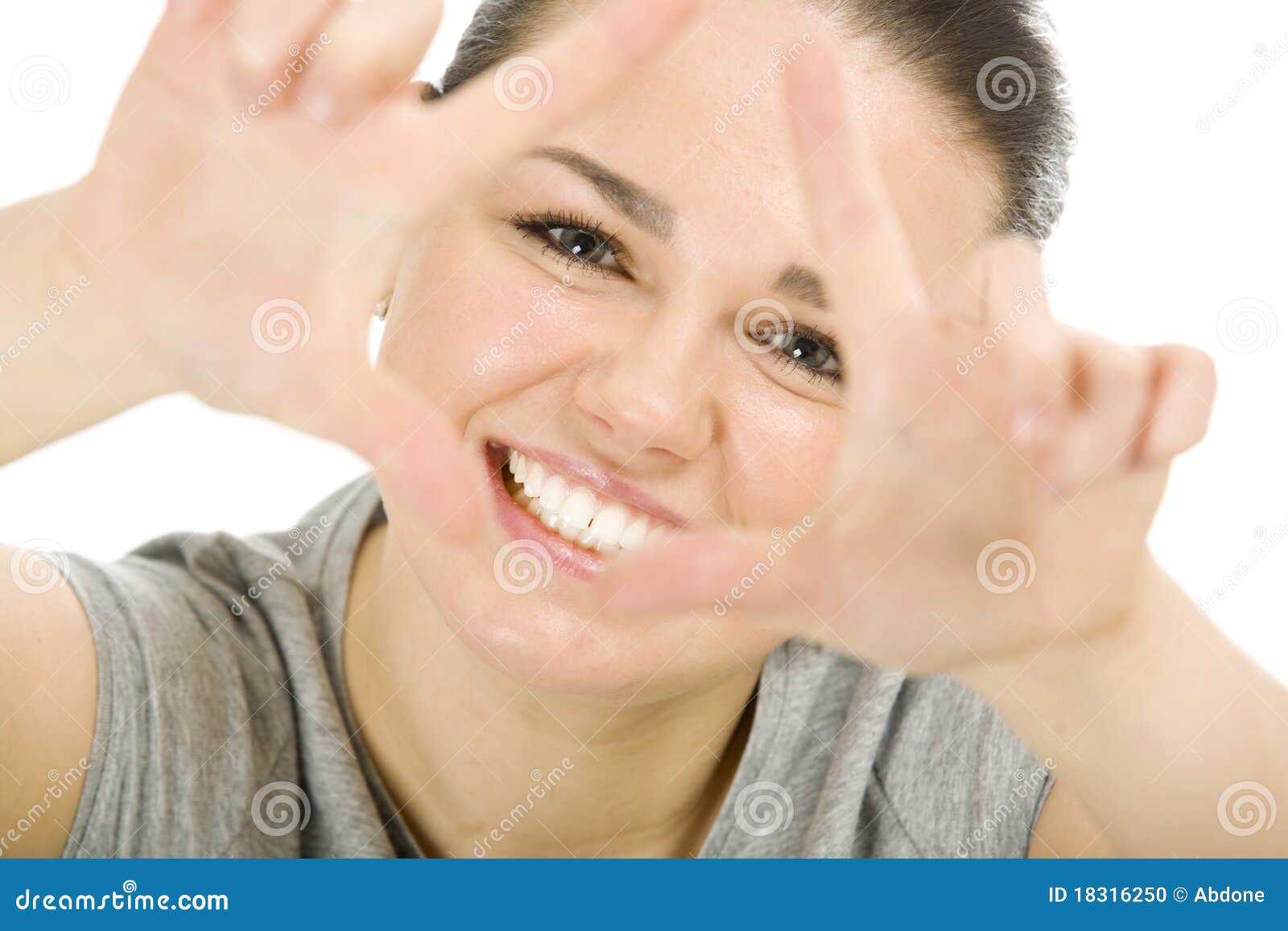 Hand gesture stock photo. Image of woman, gesture, smile - 18316250