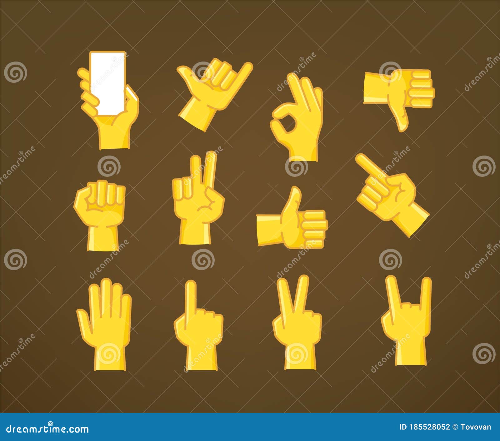 Hand Gesture Comic Style Vector Icons Stock Vector - Illustration of ...