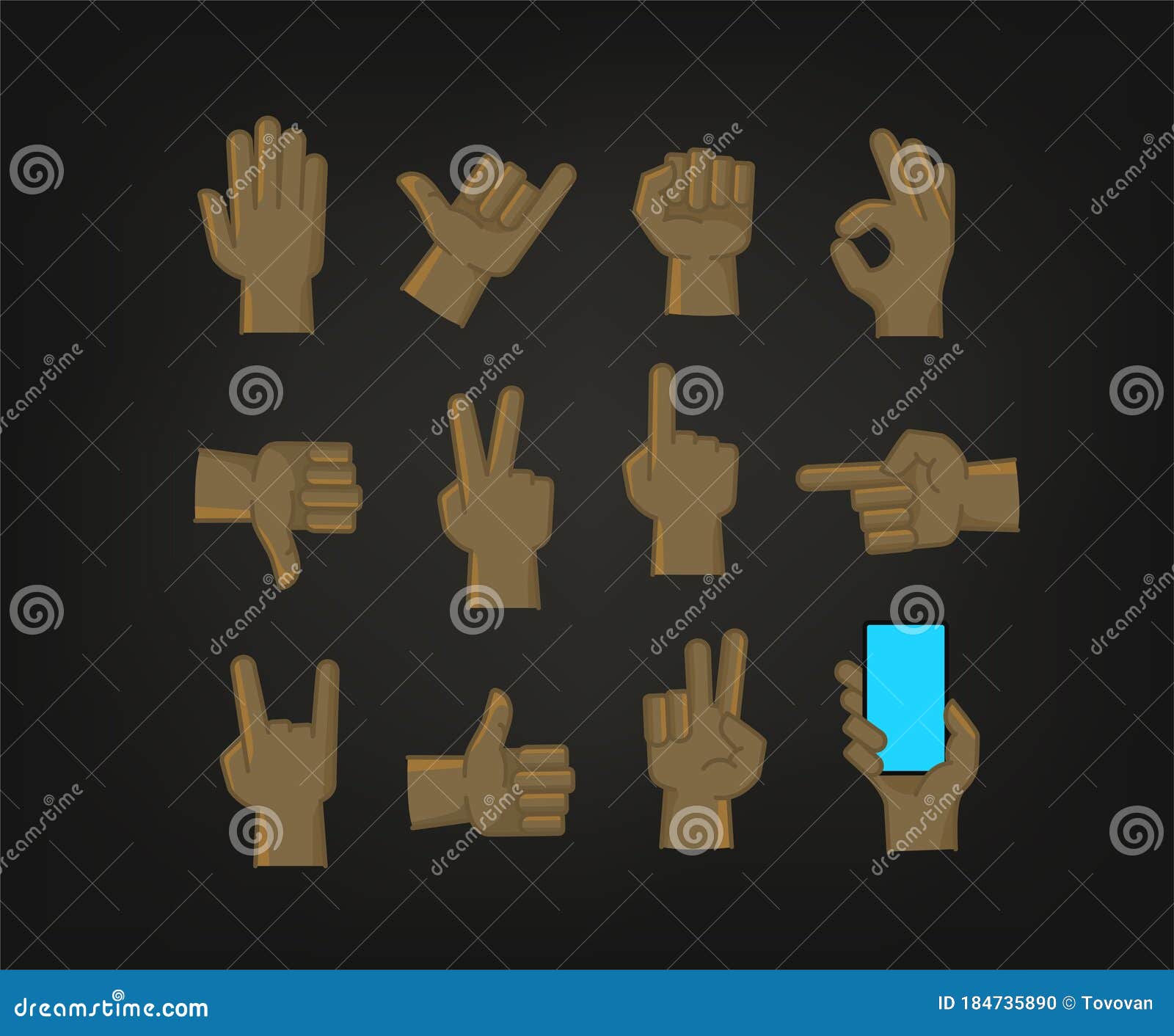 Hand Gesture Comic Style Vector Icons Stock Vector - Illustration of ...