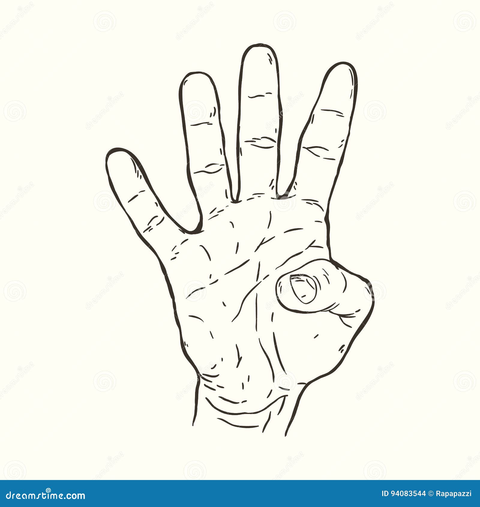 Hand gesture Four fingers stock vector. Illustration of education ...