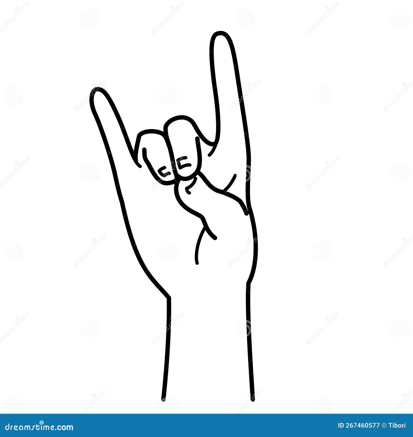 Hand Gesture, Hand Sign, Fox, Monochrome Illustration Stock ...