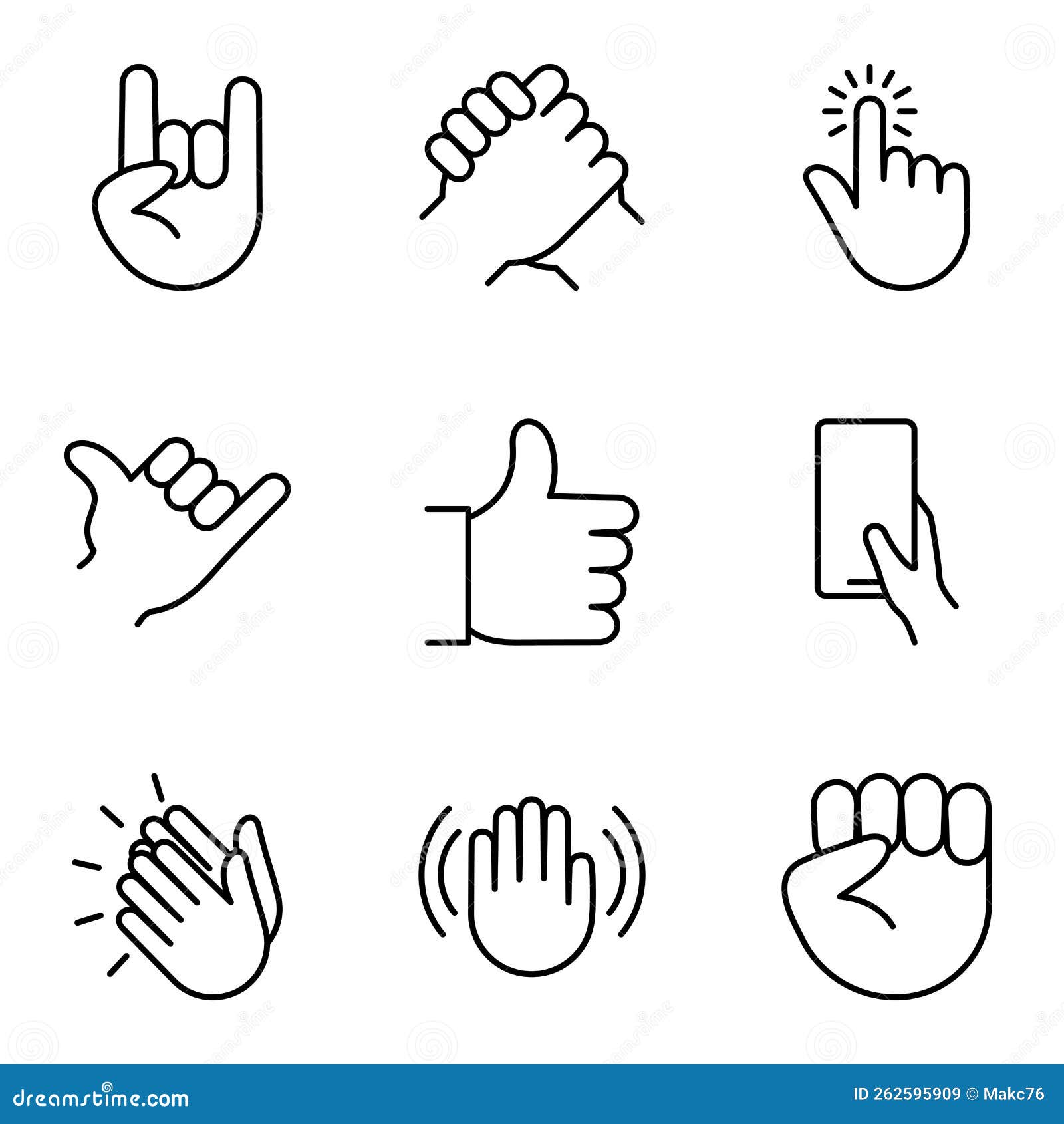 Hand Gesture Icon Set, Isolated on White Background Stock Vector ...