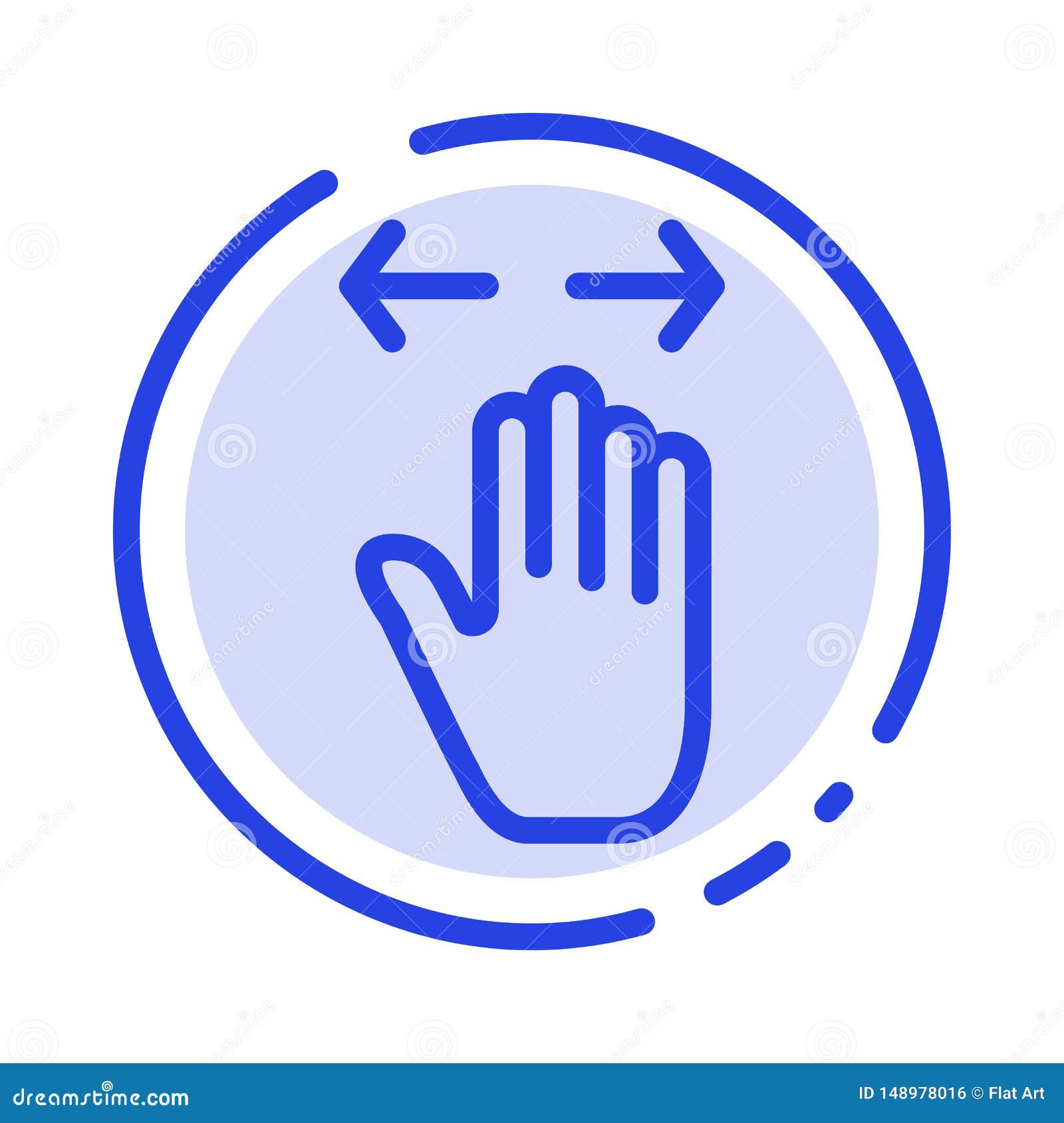 Hand, Gesture, Left, Right, Zoom Out Blue Dotted Line Line Icon Stock ...