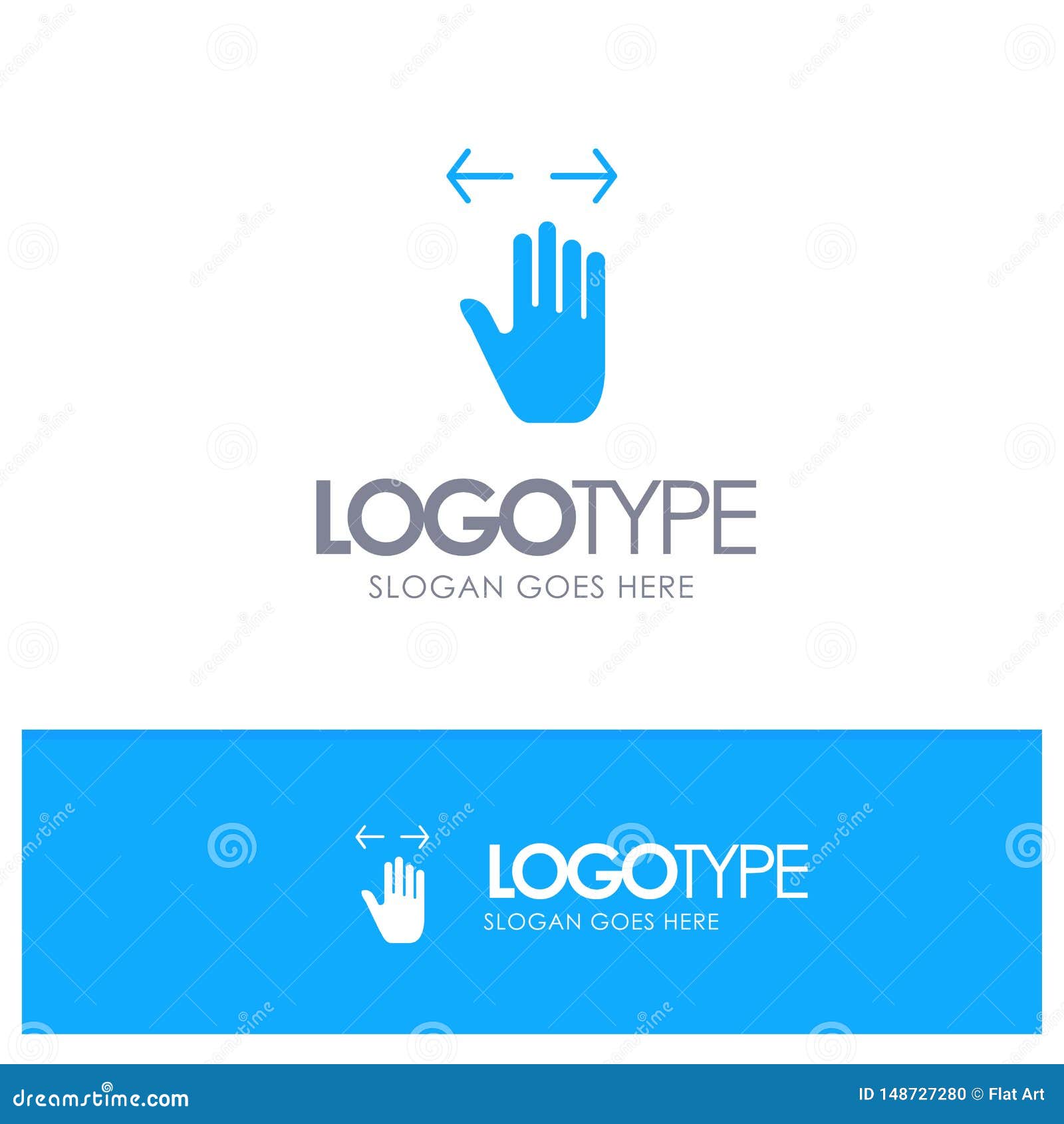 Hand, Gesture, Left, Right, Zoom Out Blue Solid Logo with Place for ...