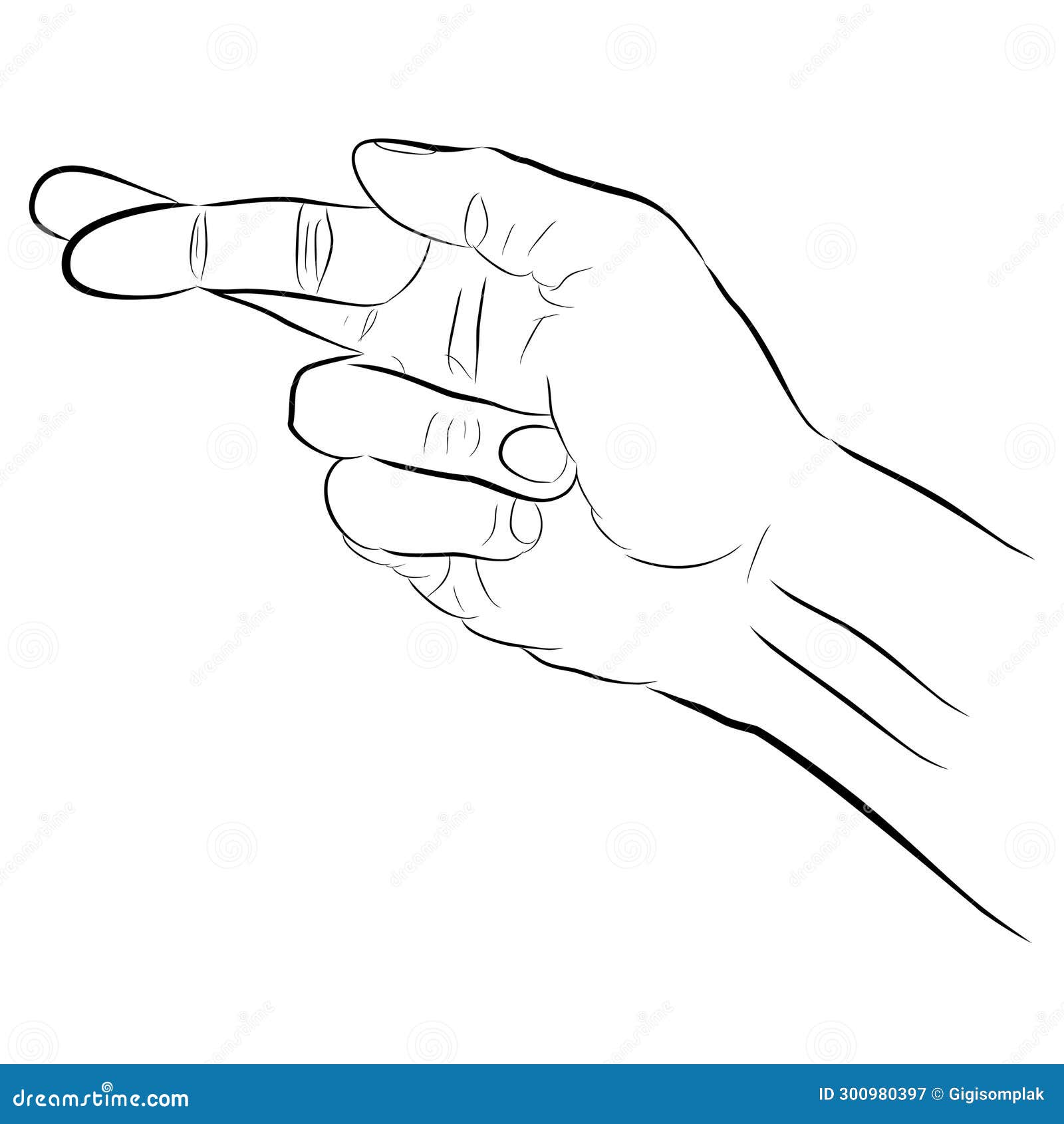 Simple Vector Sketch, Right Hand Lie Gesture Stock Vector ...