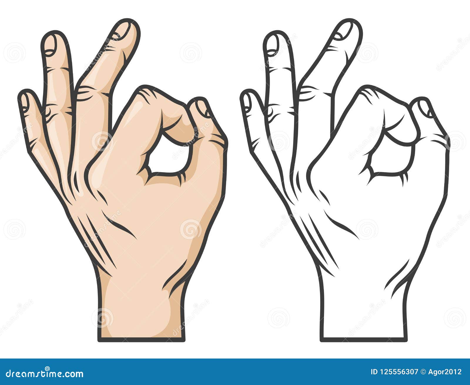 Hand Gesture Ok Stock Vector Illustration Of Drawing 125556307