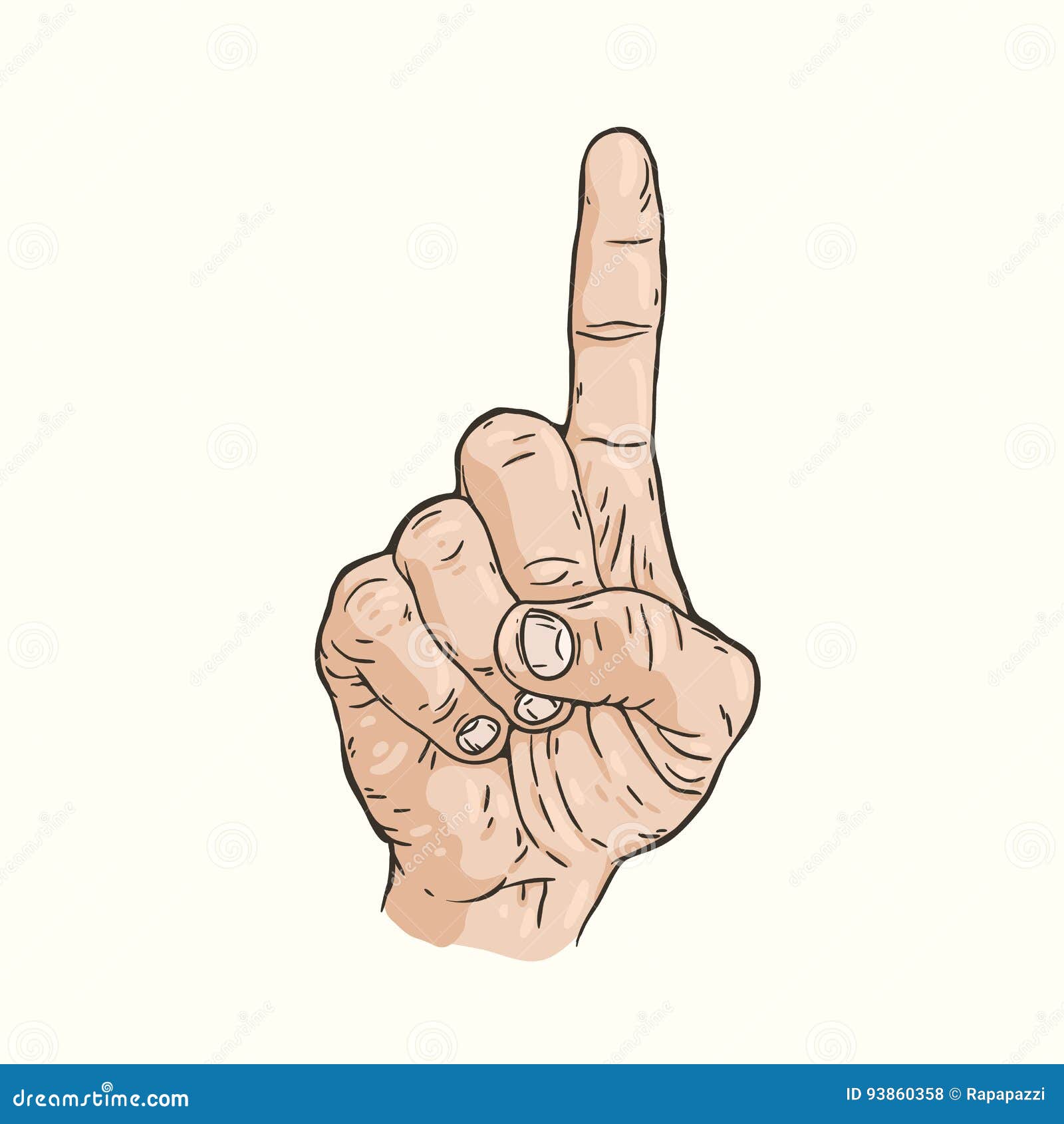 Hand gesture One finger stock vector. Illustration of notation - 93860358