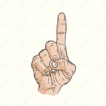 Hand gesture One finger stock vector. Illustration of notation - 93860358