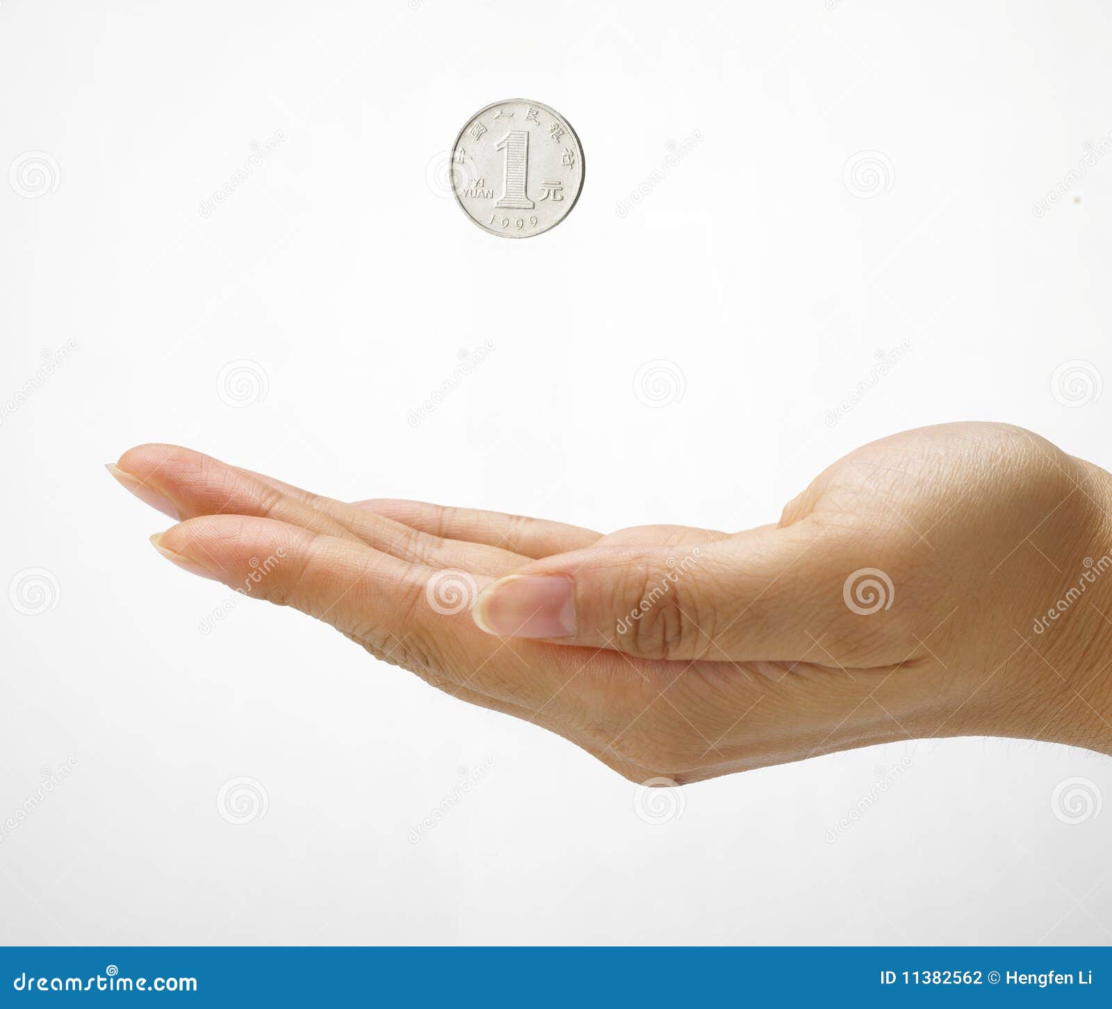 Hand Gesture with One Yuan Coin Stock Photo - Image of dollar, growth ...