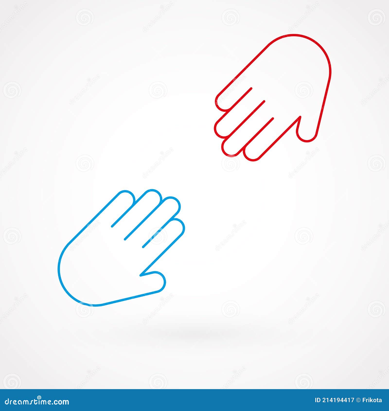 Hand Gesture Outline. Red and Blue. Flat Design, Vector Illustration ...