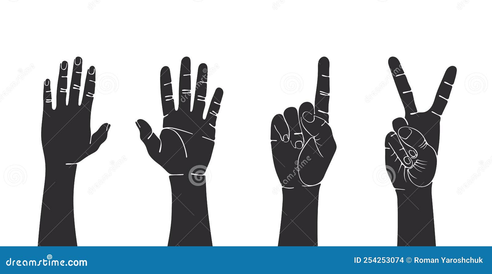 Hand Gesture. Painted Hands. Teamwork Hands, Hands in the Air, Voting ...