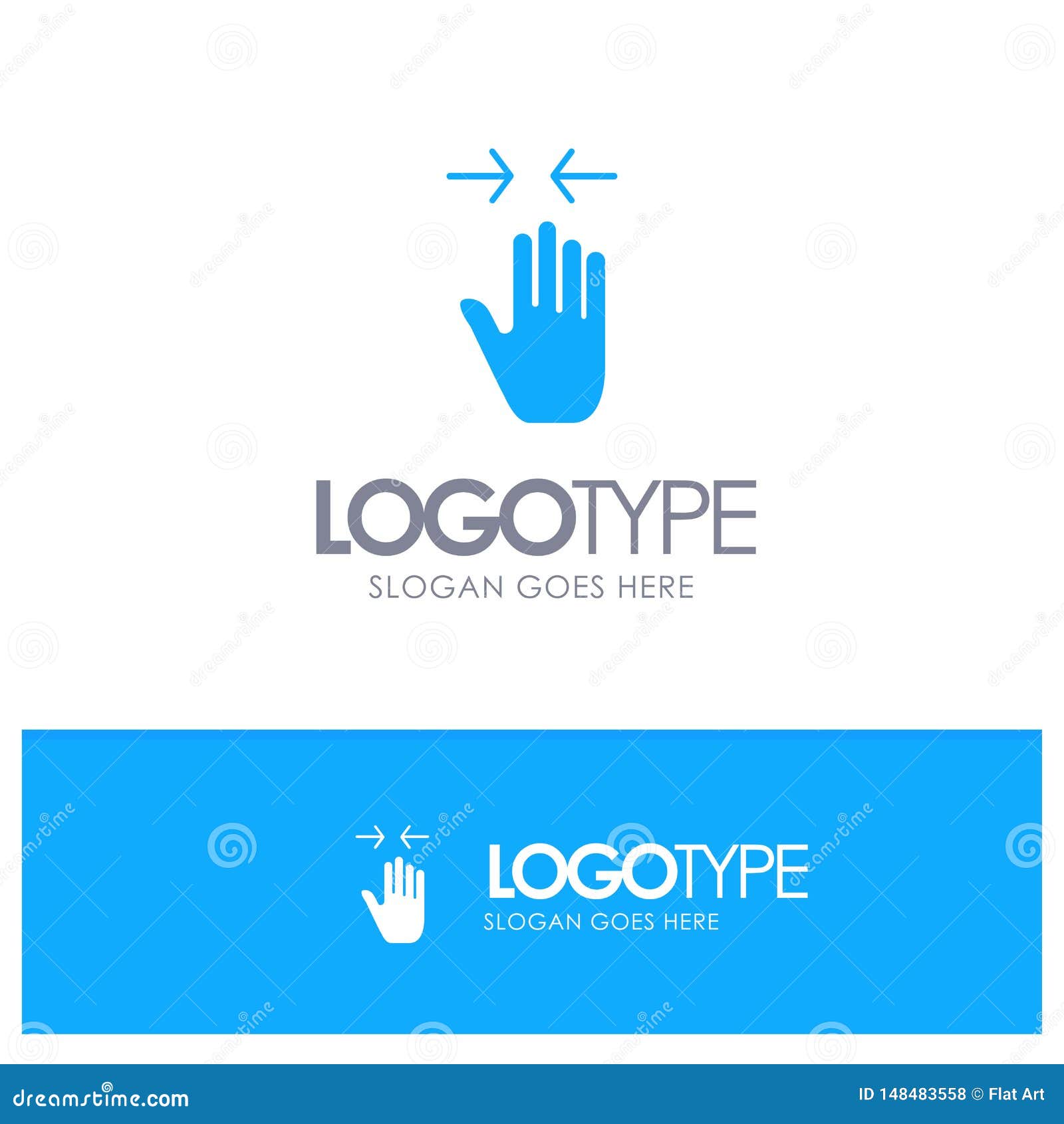 Hand, Gesture, Pinch, Arrow, Zoom in Blue Solid Logo with Place for ...