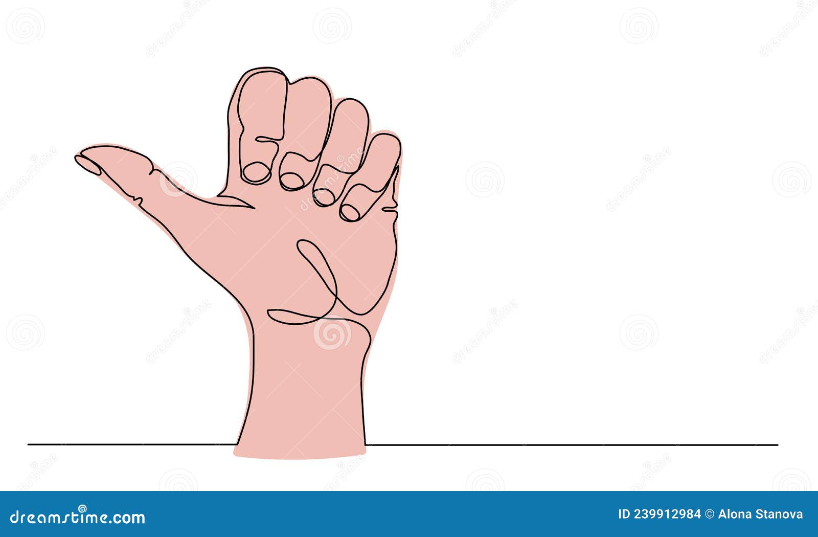 Hand Gesture, Pointing Back Thumb. One Continuous Line Art Drawing ...