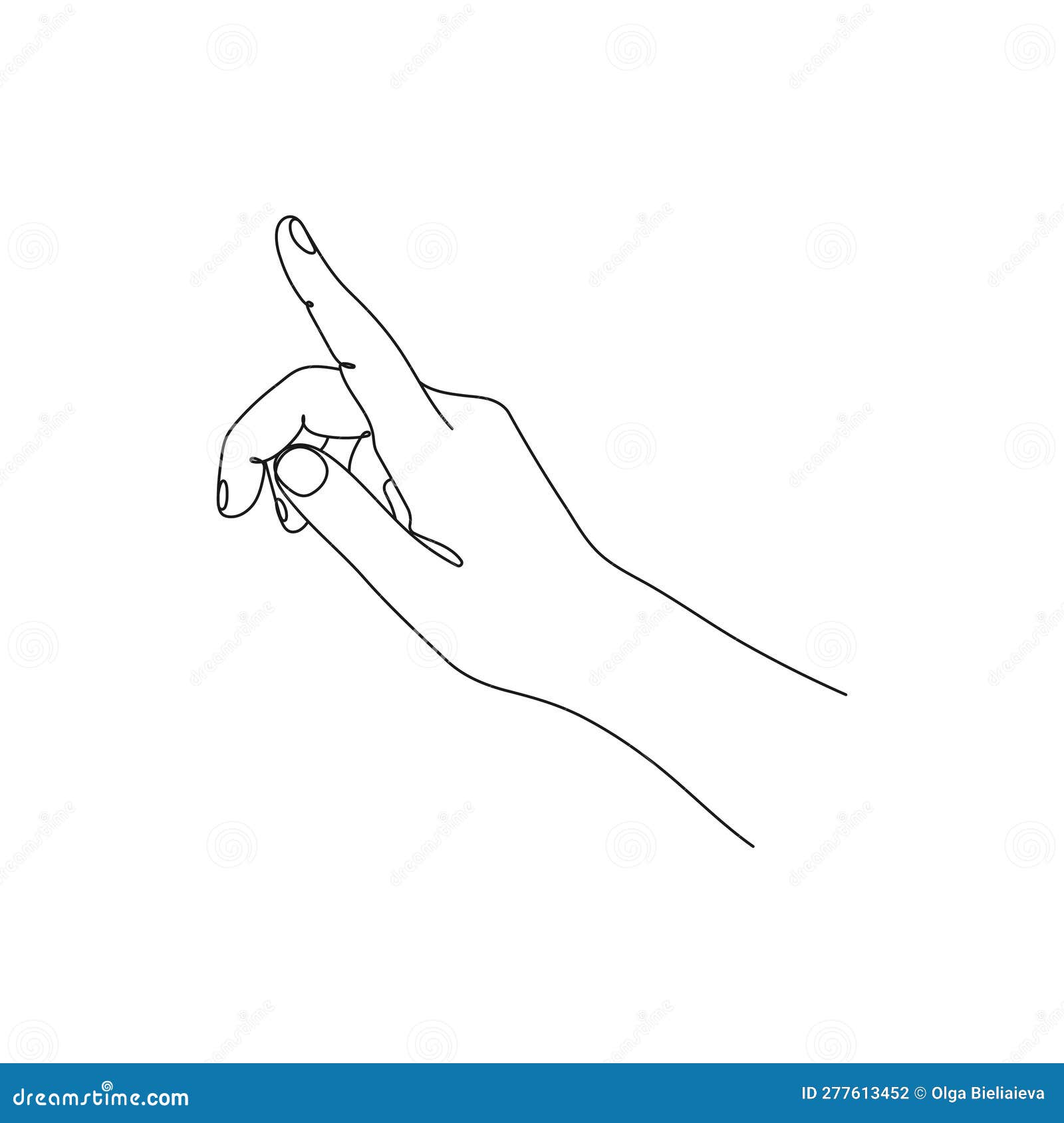 Hand Gesture with Pointing Finger. Line Art Stock Vector - Illustration ...
