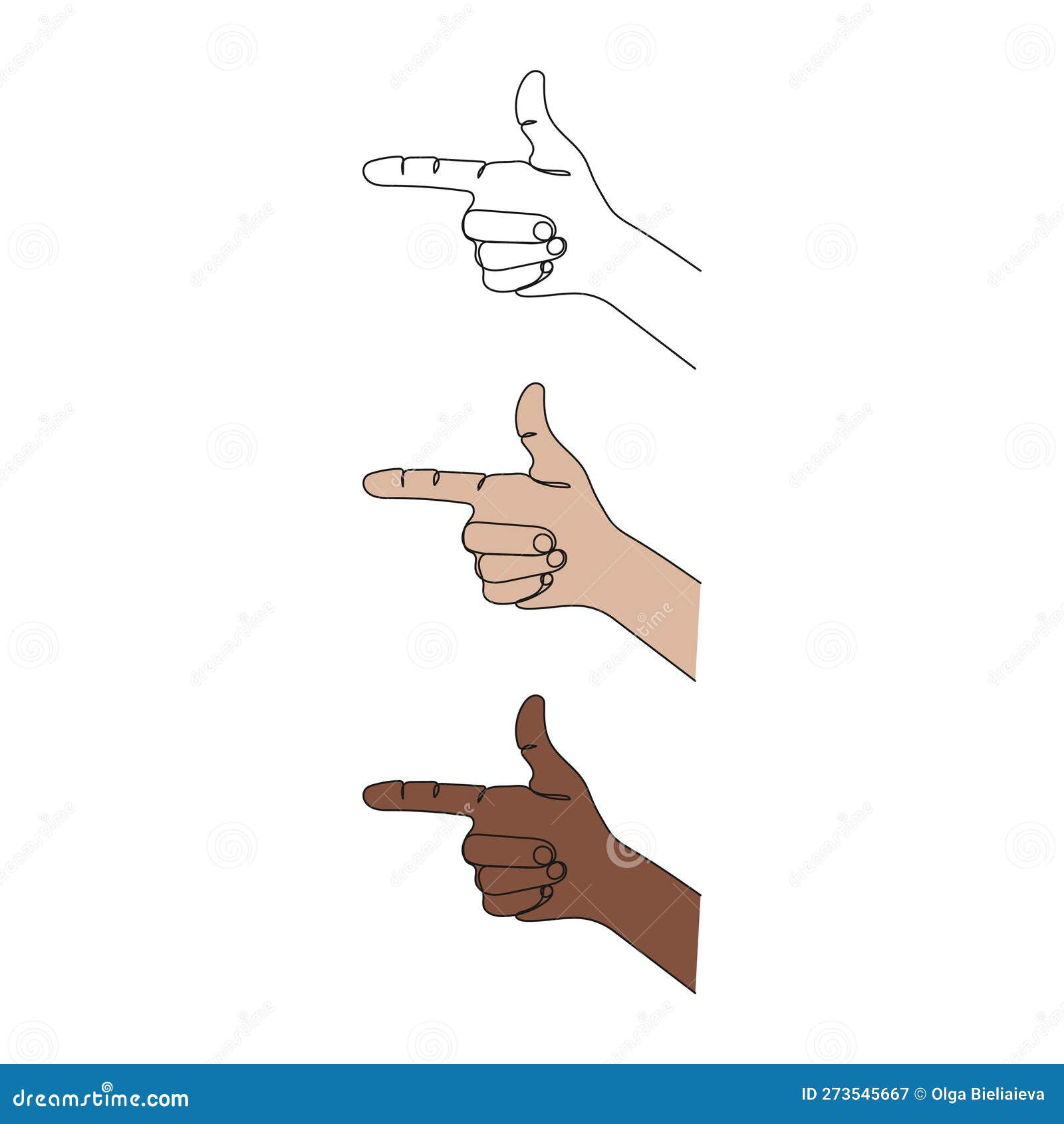 Hand Gesture with Pointing Finger. One Line Art Drawing Stock Vector ...