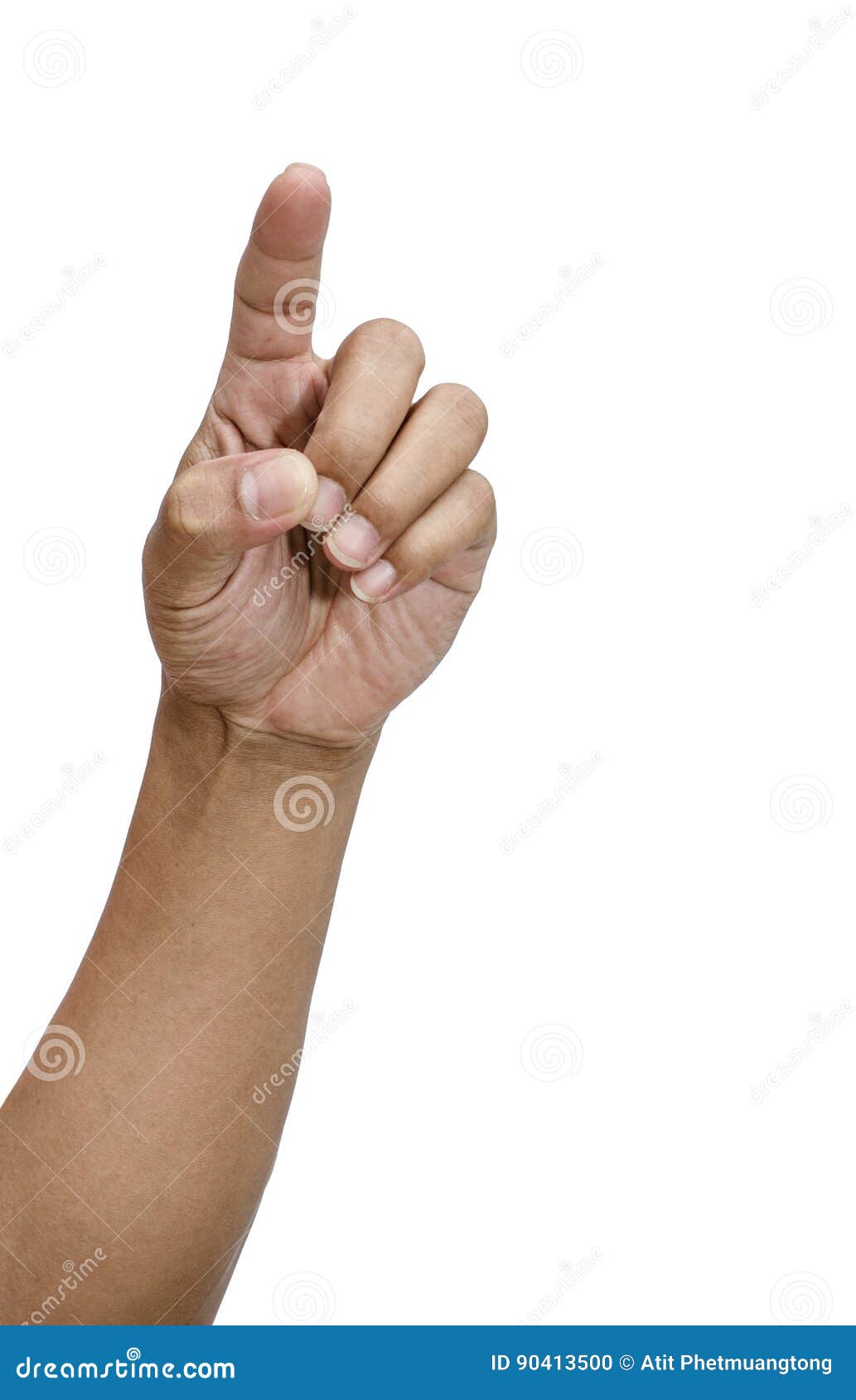 Hand Gesture Pointing Finger on a White Background Stock Photo - Image ...