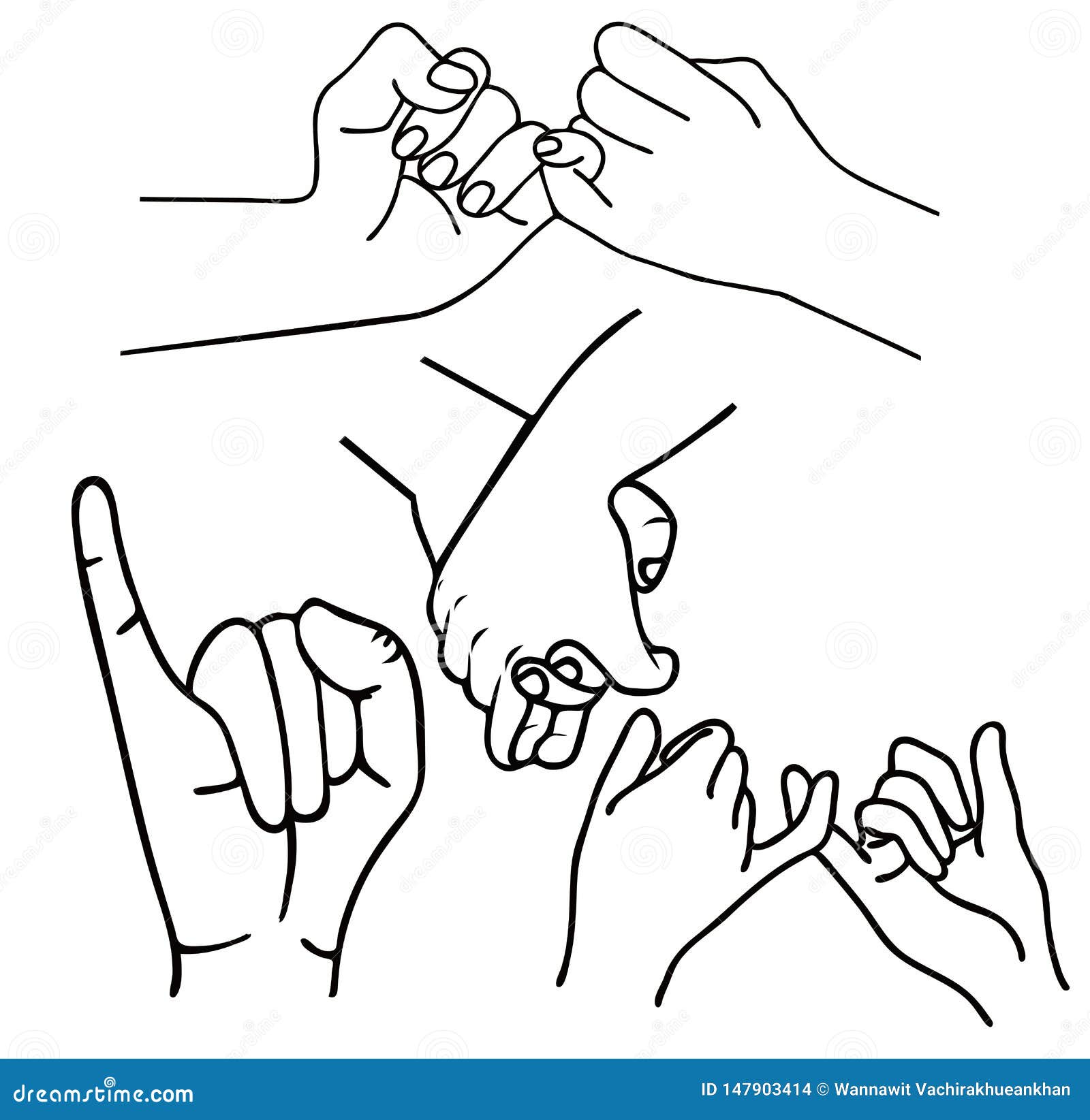 Hand Gesture Promise Outlines Set Stock Vector - Illustration of ...