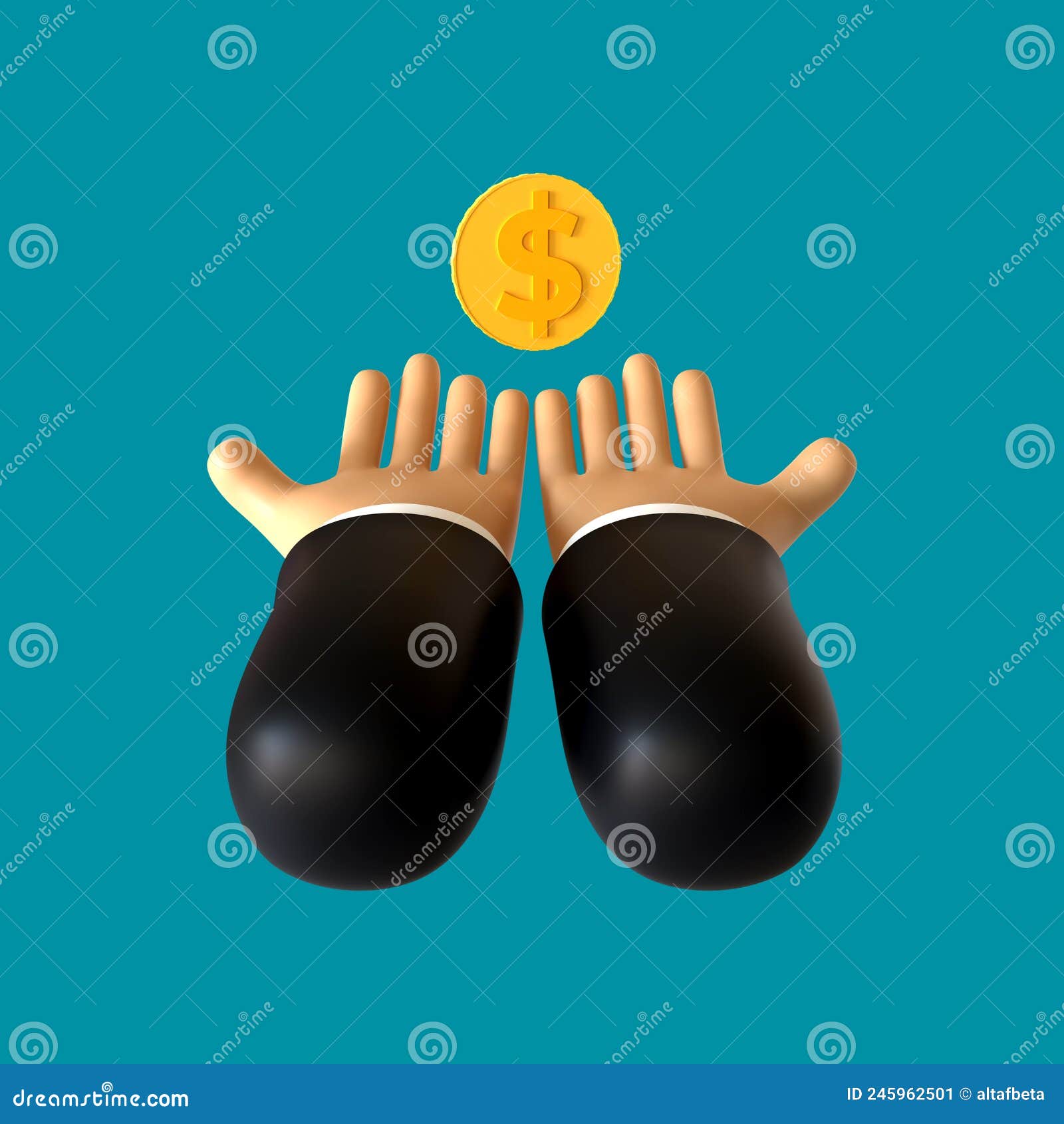 Hand Gesture Receiving a Coin Stock Illustration - Illustration of ...