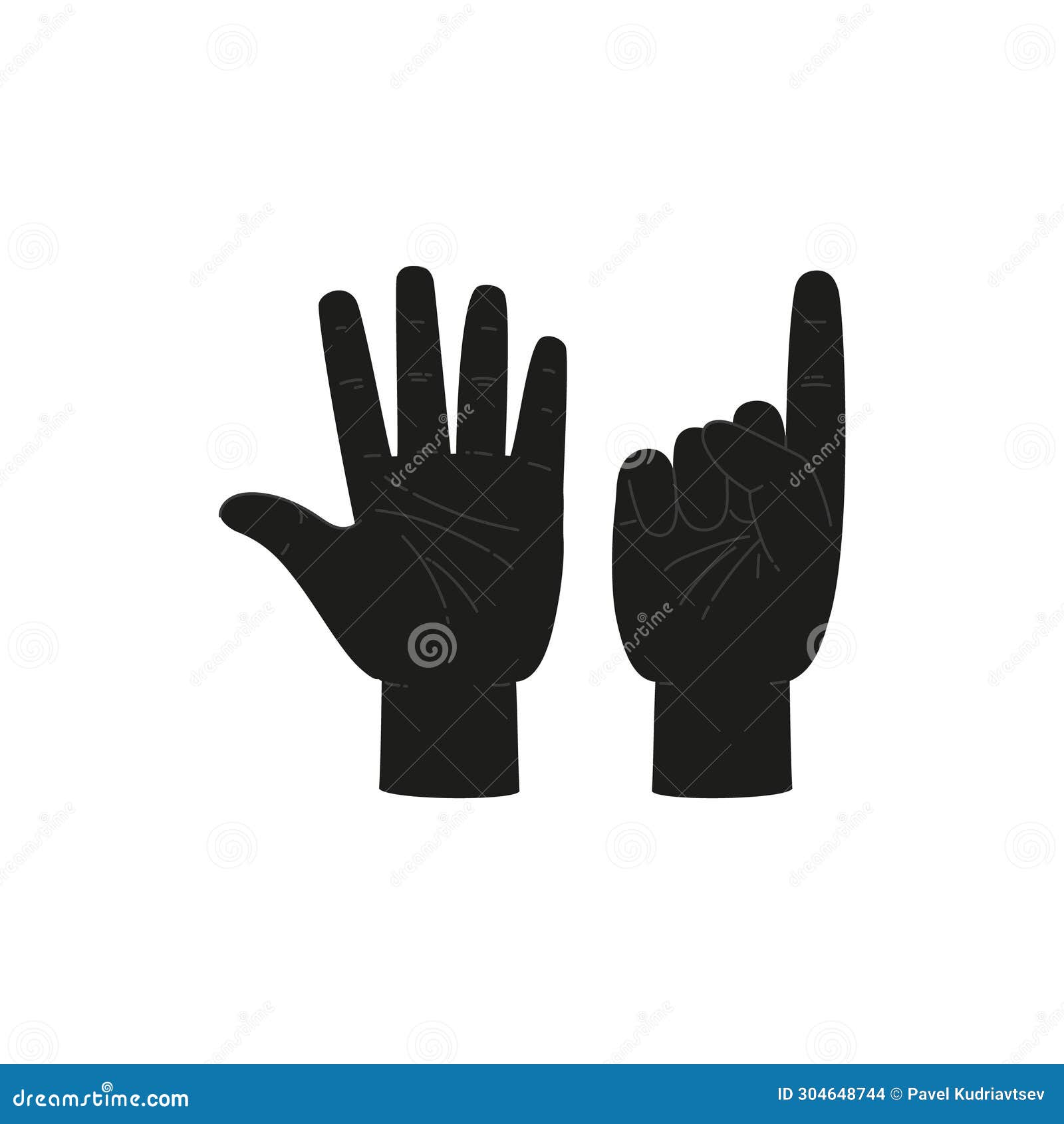Hand Gesture Showing Number Six Black Silhouette. Counting with Hand ...