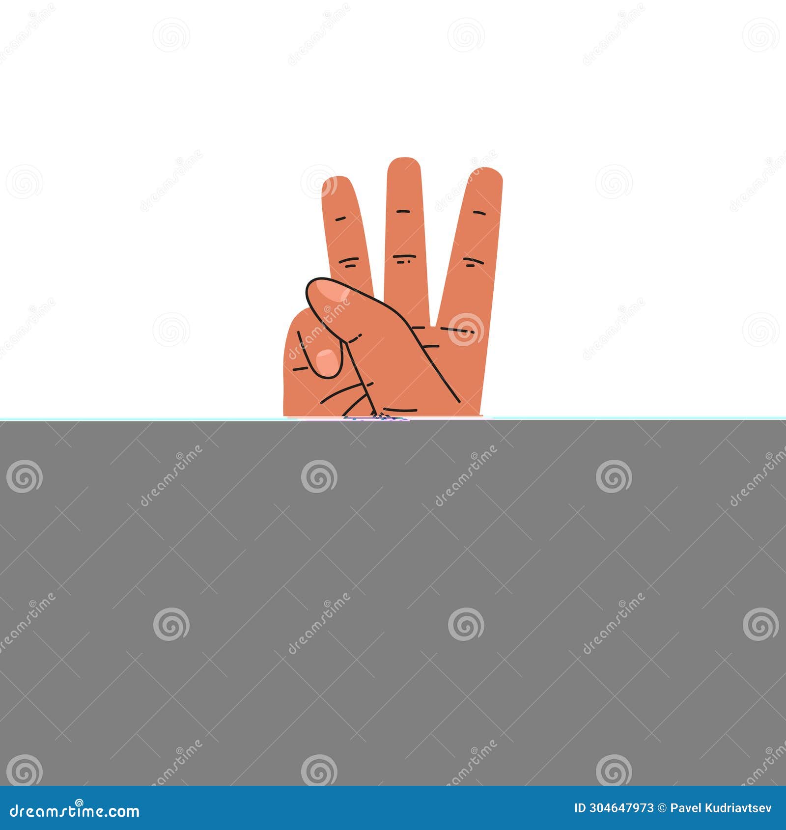 Hand Gesture Showing Number Three. Counting with Hand Fingers Stock ...