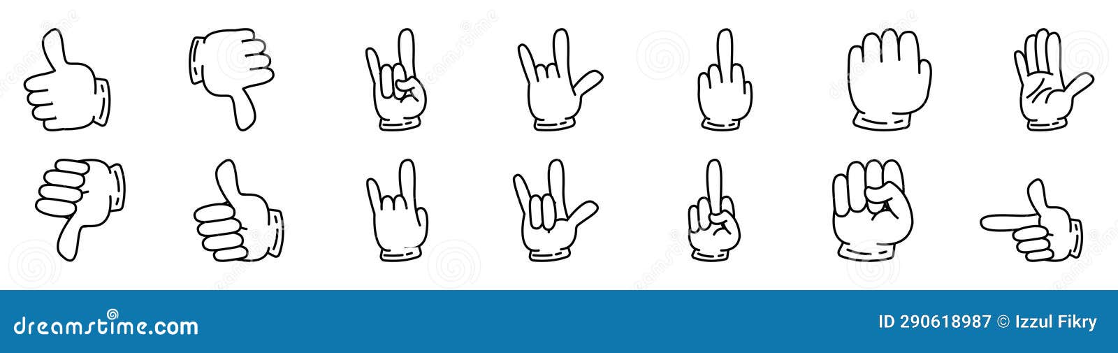 Hand Gesture Hand Sign Cartoon Style Stock Vector - Illustration of ...