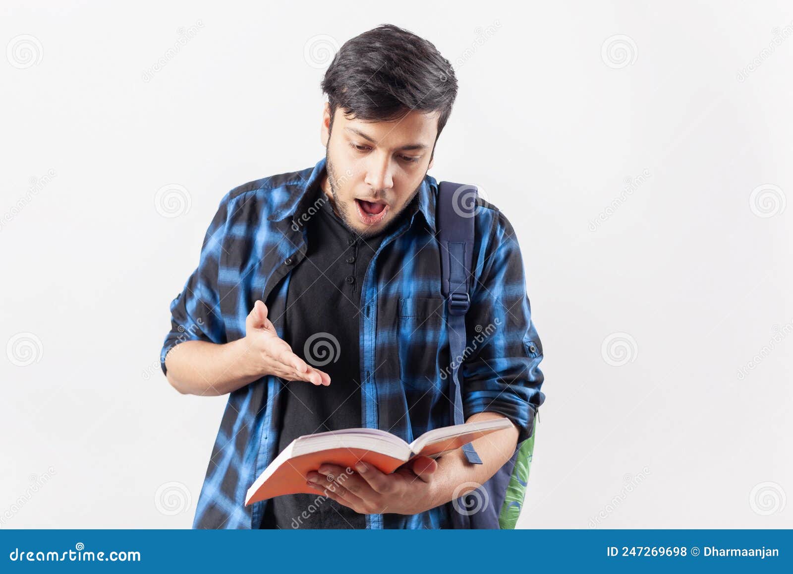 Hand Gesture by Surprised Looking Student Stock Photo - Image of ...