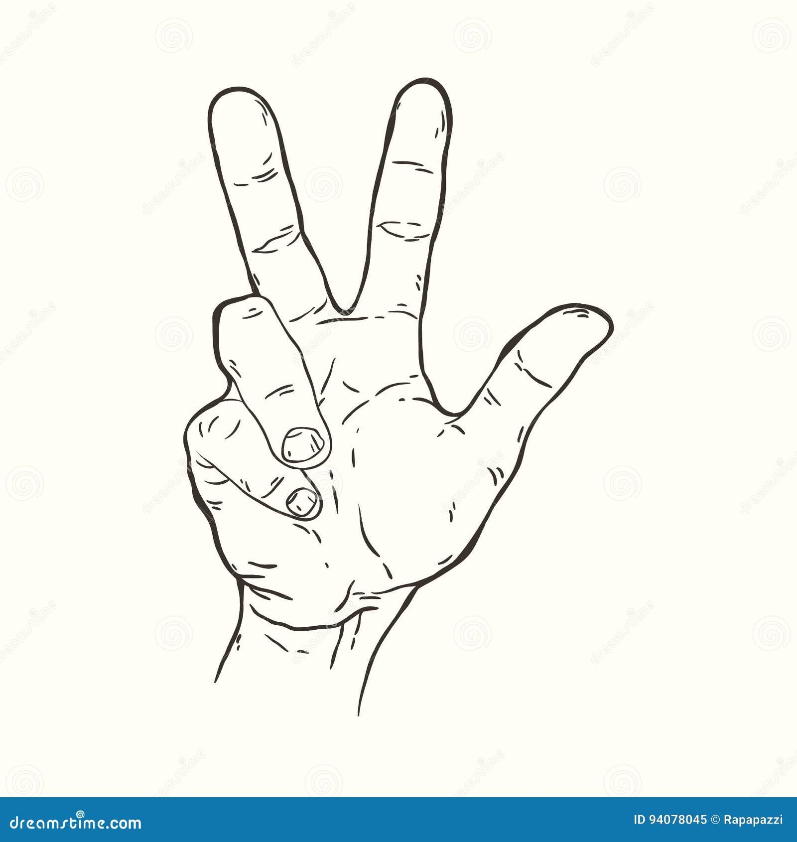 Hand gesture Three fingers stock vector. Illustration of human - 94078045