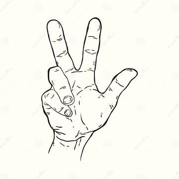 Hand gesture Three fingers stock vector. Illustration of human - 94078045