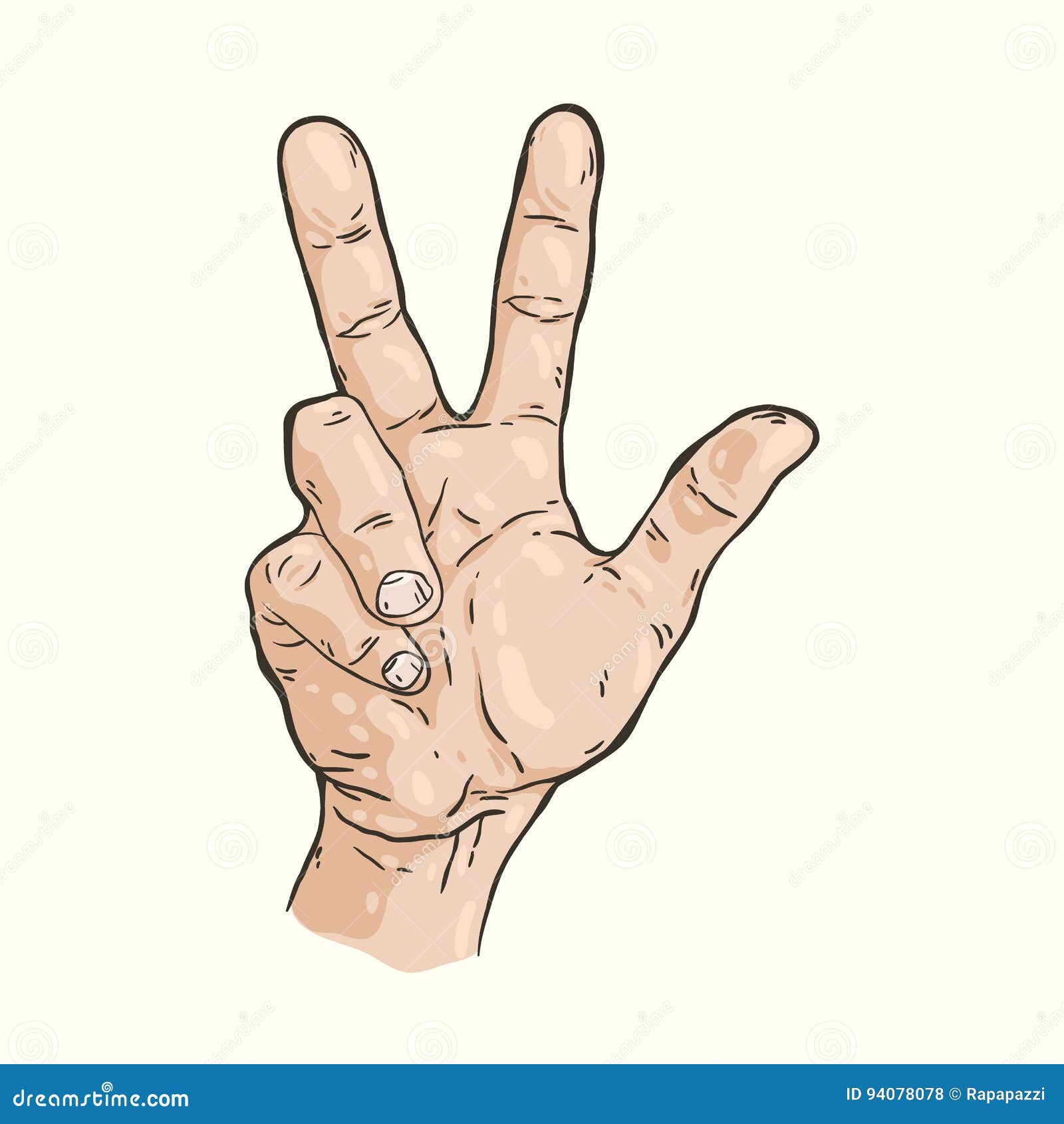 Hand gesture Three fingers stock vector. Illustration of body - 94078078